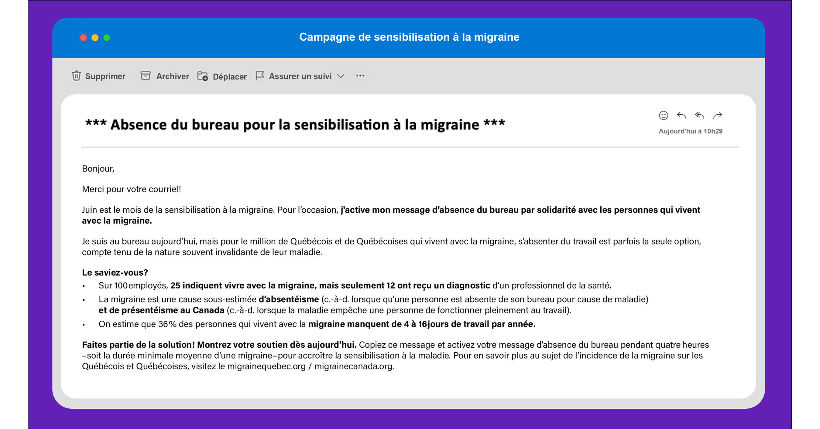 S'unir pour sensibiliser les milieux de travail à la migraine au Canada ...