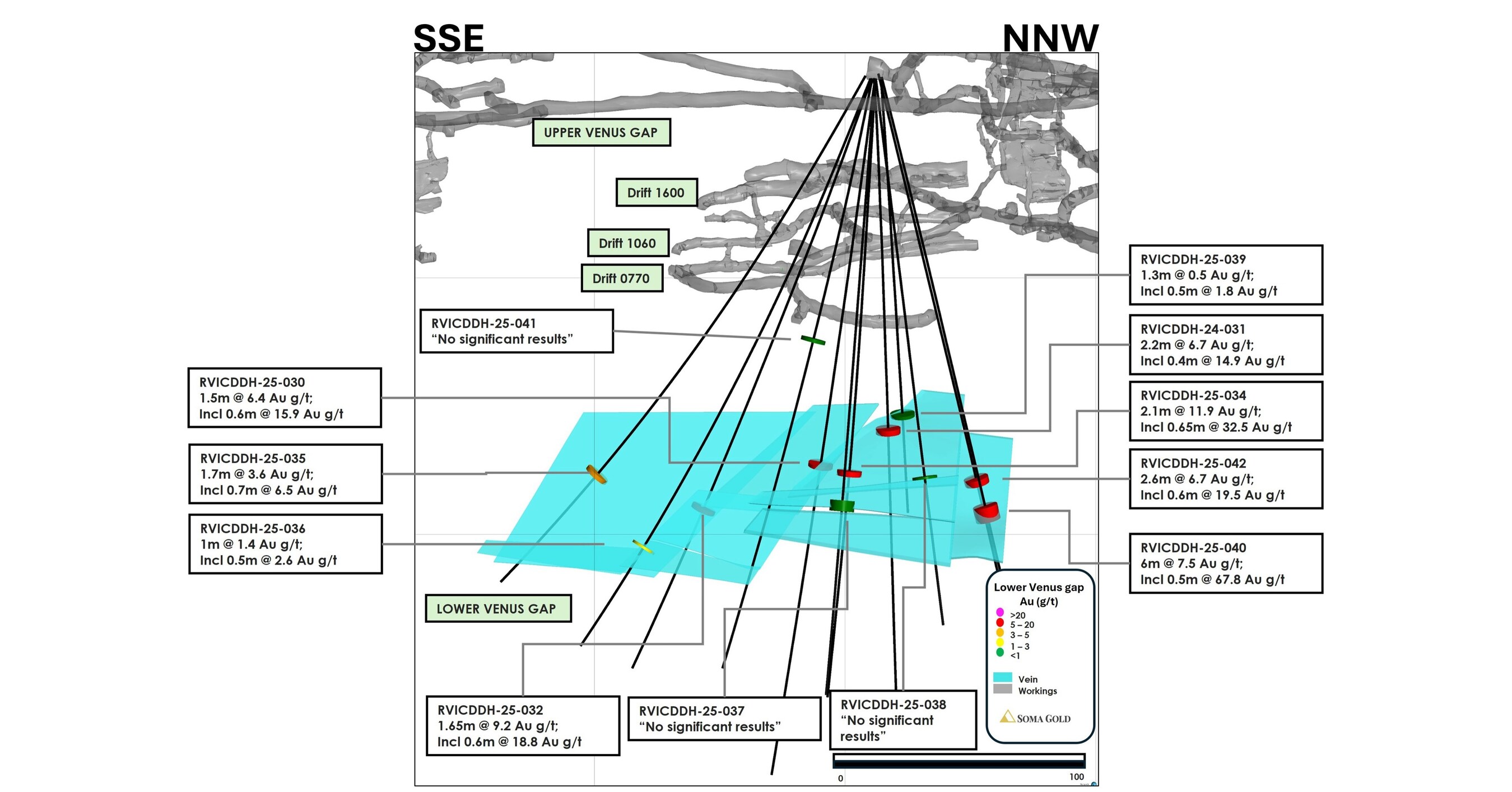 SOMA GOLD INTERSECTS VENUS GAP VEIN AT DEPTH WITH 7.5 g/t Au OVER 6.0 m ...