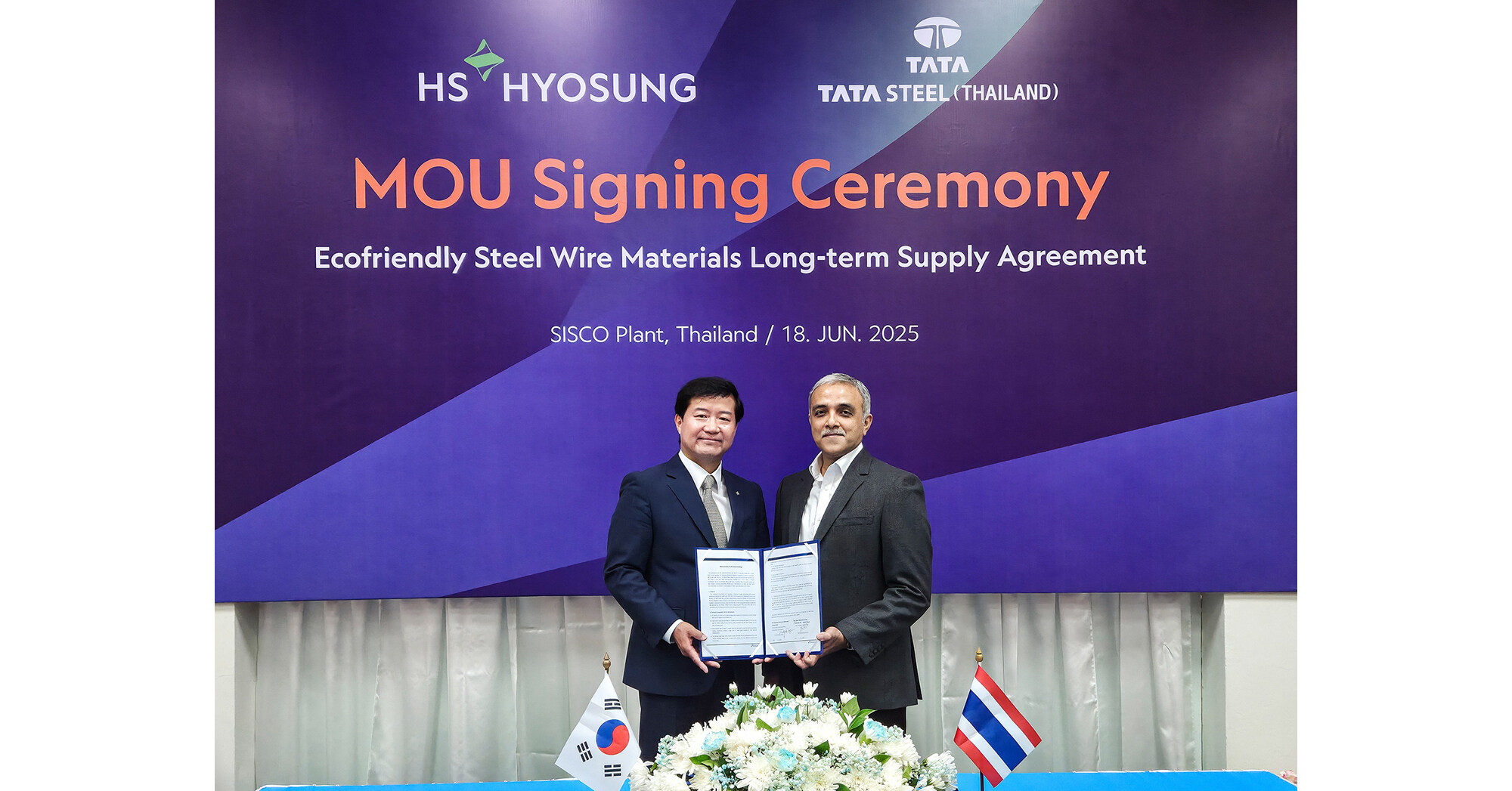 HS HYOSUNG ADVANCED MATERIALS Signs Long-Term Supply MOU with Tata Steel (Thailand) for Lower ...