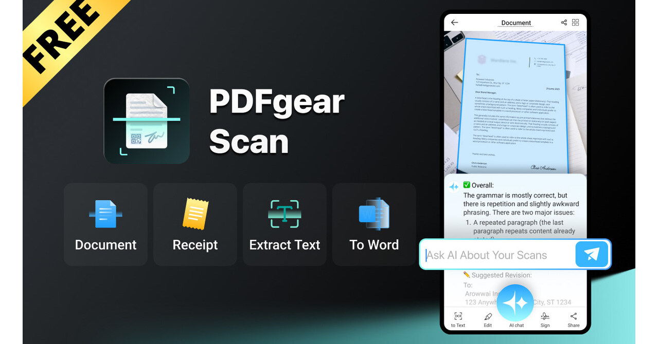 PDFgear Scan, Finally, a Truly Free AI Scanner App for All