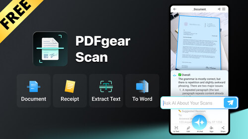 PDFgear Scan, Finally, a Truly Free AI Scanner App for All