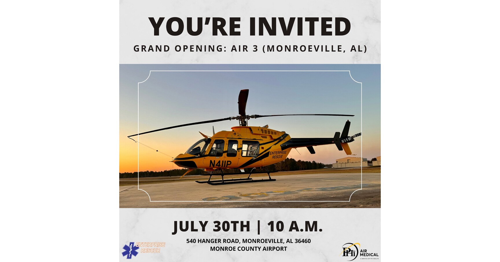 PHI Air Medical and Enterprise Rescue open third emergency air medical ...