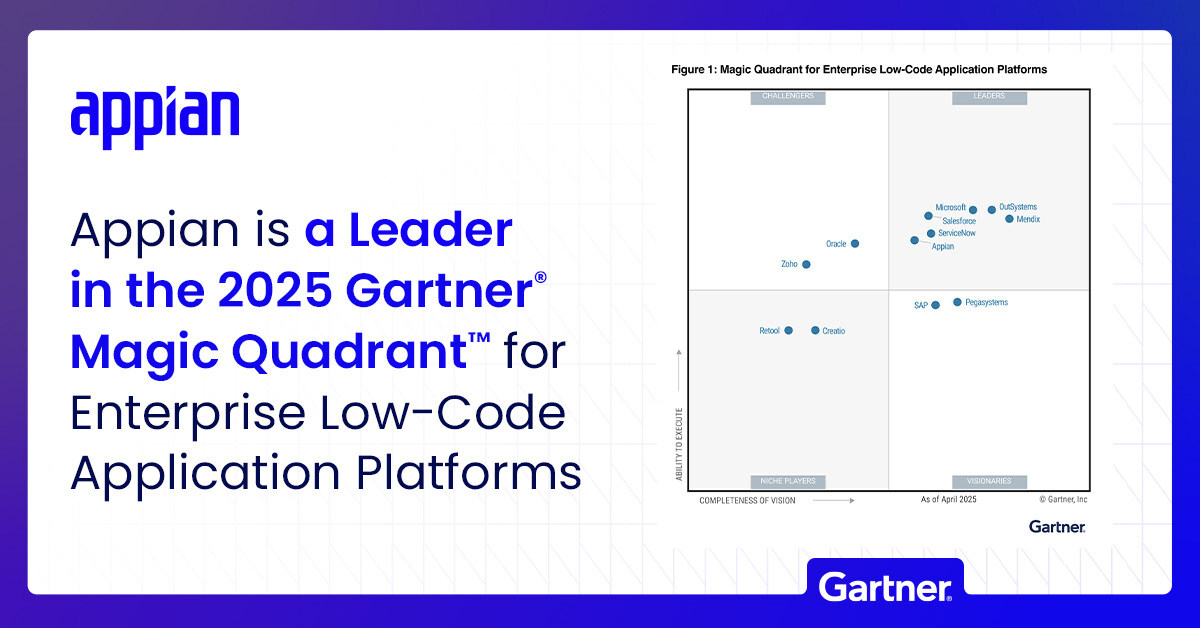 Appian Recognized as a Leader in the 2025 Gartner® Magic Quadrant™ for Enterprise Low-Code ...