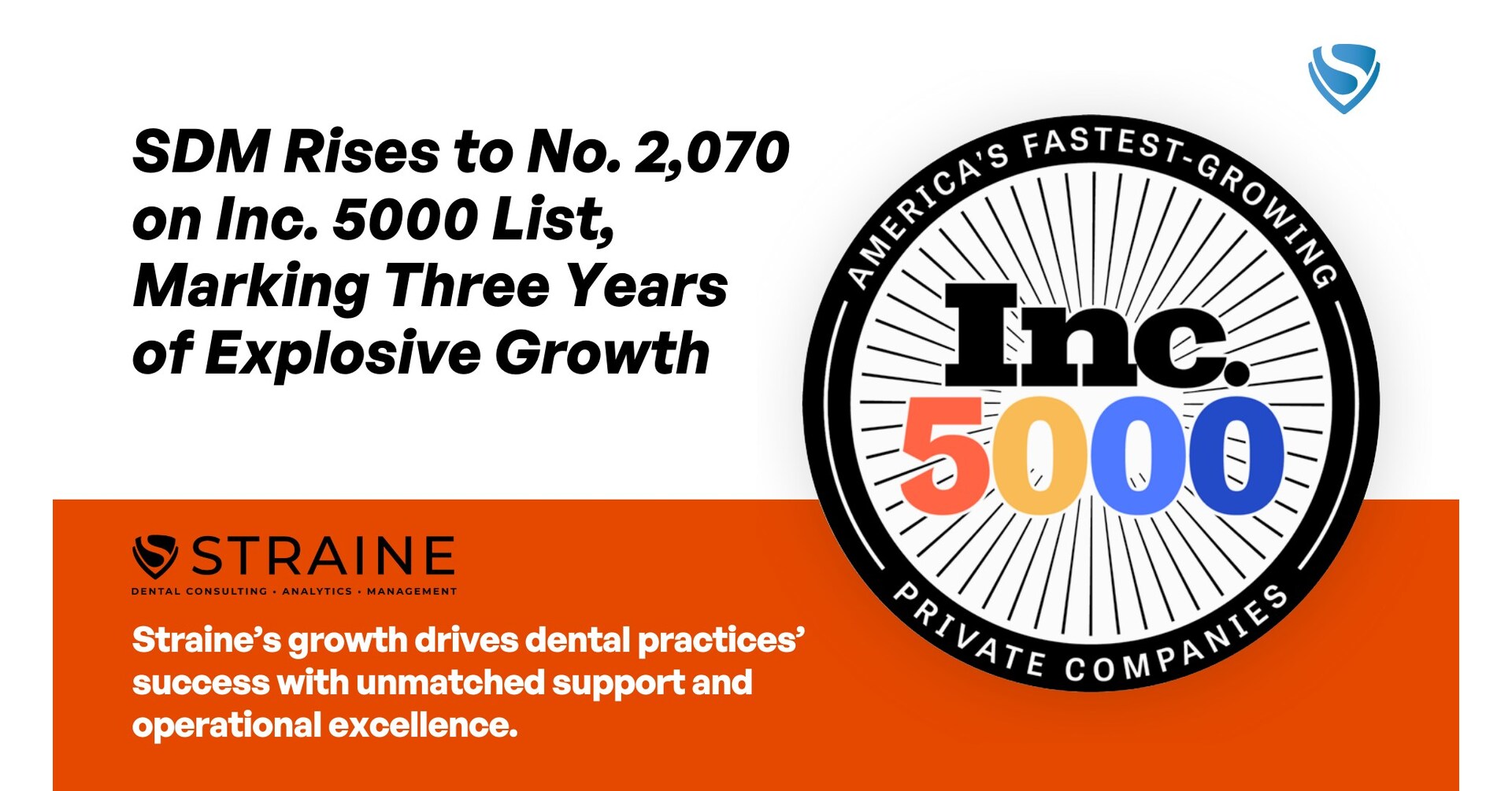 Straine Dental Management Rises to No. 2,070 on Inc. 5000 List, Marking ...