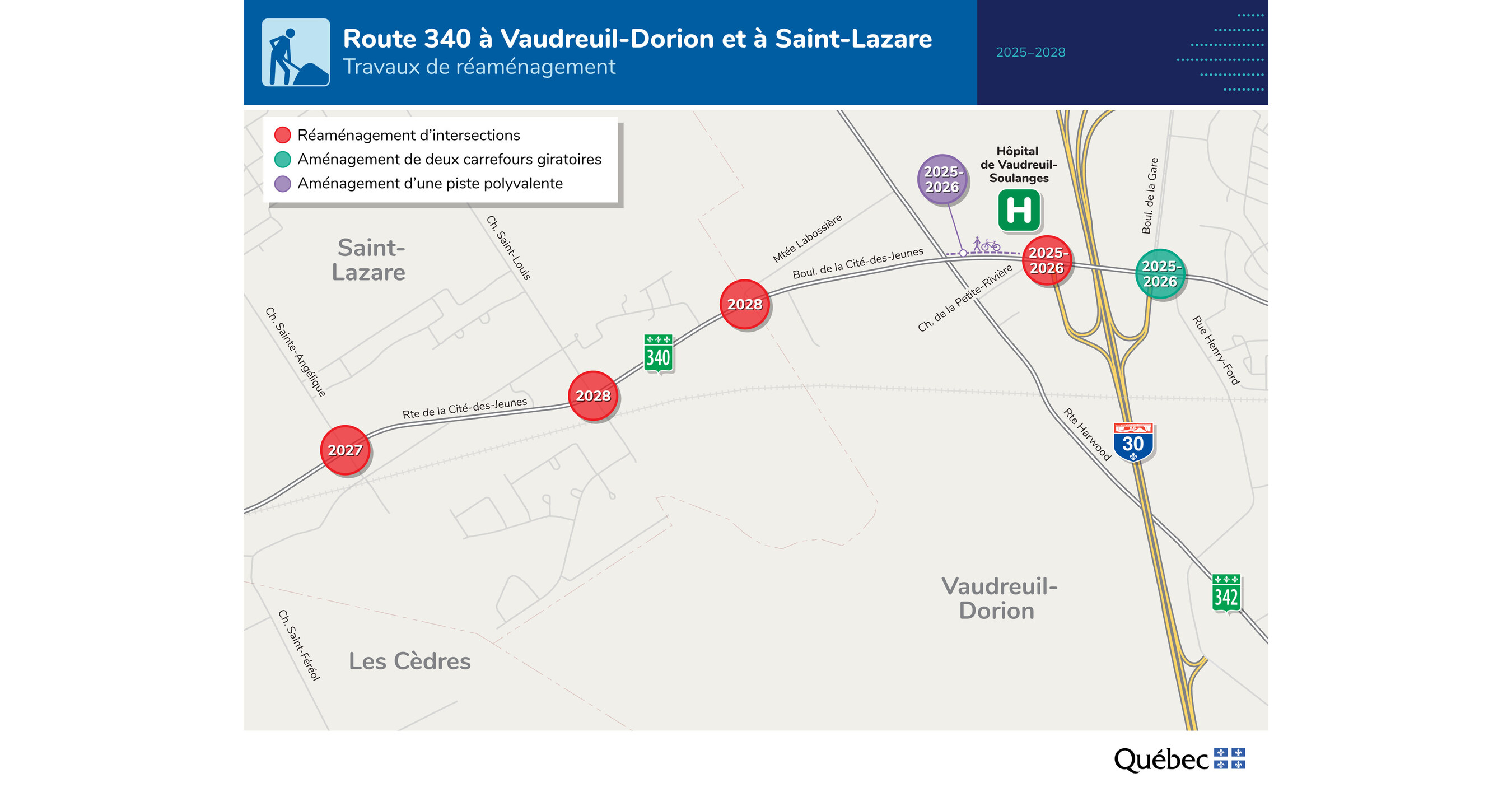 Le réaménagement de la route 340 à Vaudreuil-Dorion et à Saint-Lazare s ...