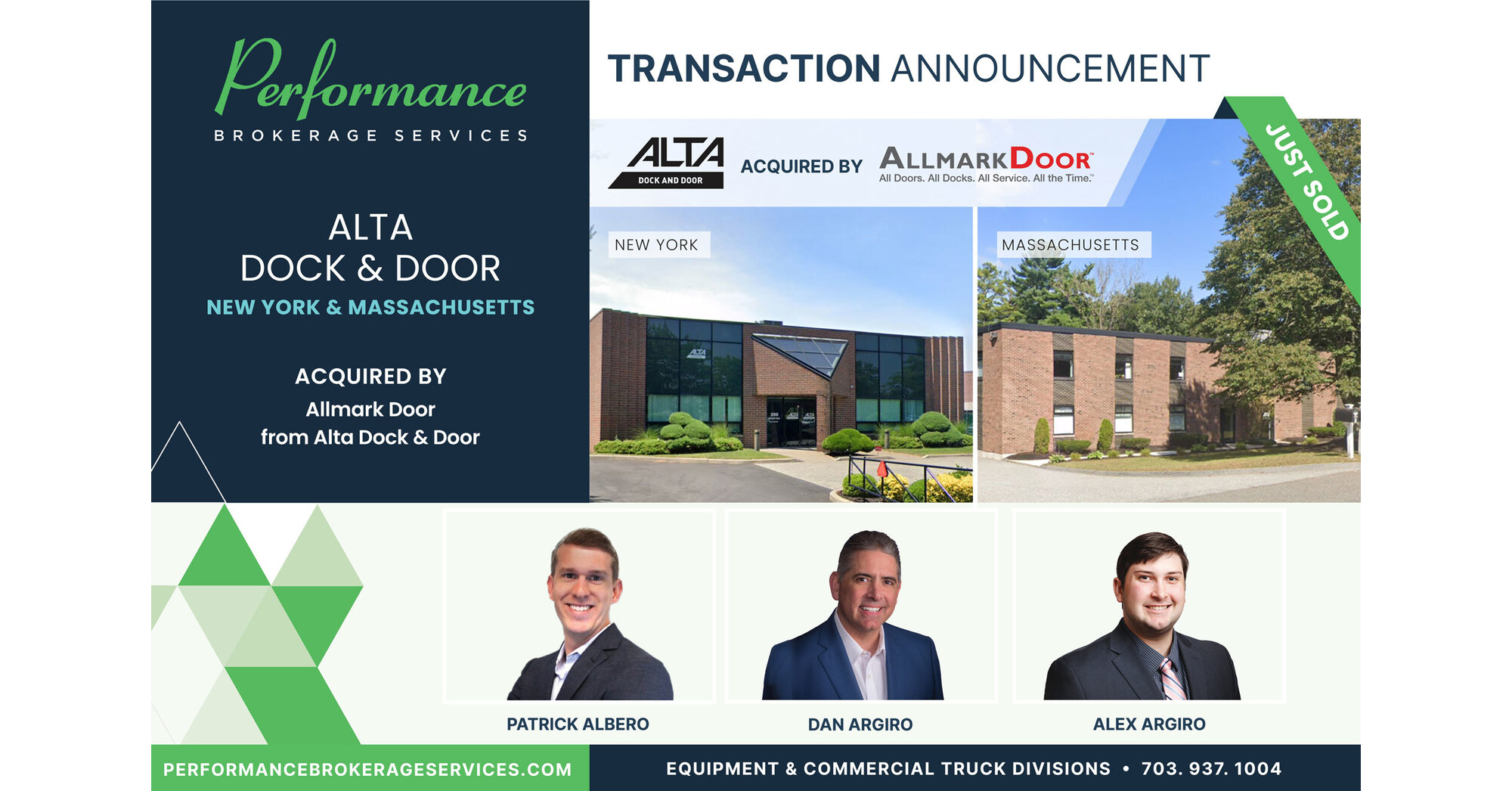 Performance Brokerage Services Advises on the Sale of Alta Dock & Door in Bohemia, New York and ...
