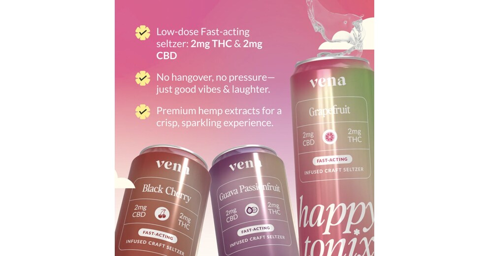 Vena Brings Back Happy Tonix THC Seltzers & Skinny Mocktails - THC ...