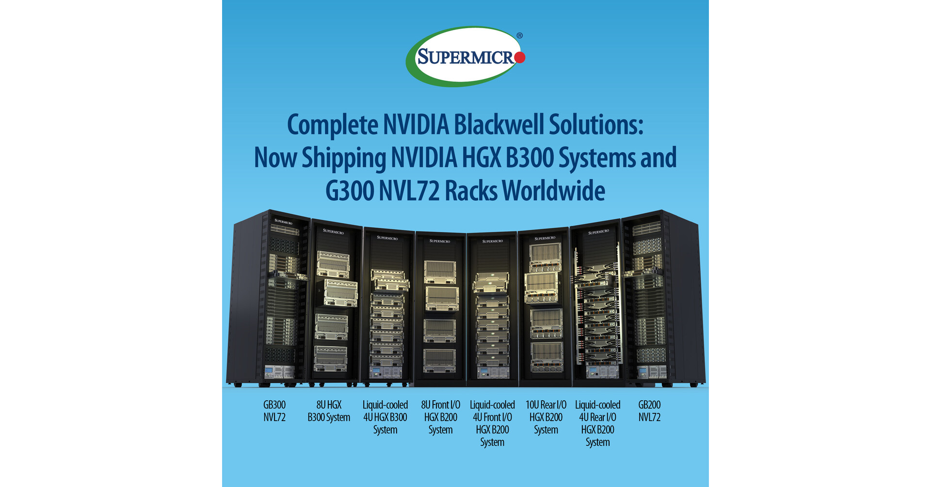 Supermicro 開始大量運送 NVIDIA Blackwell Ultra 系統與機架隨插即用數據中心規模解決方案