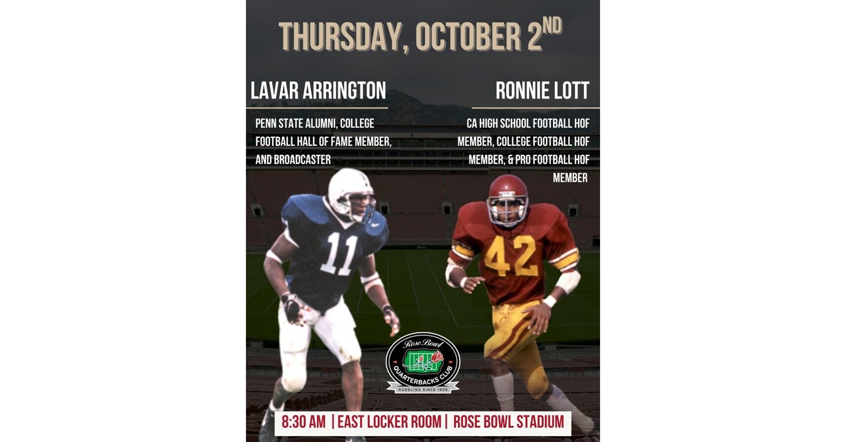 COLLEGE FOOTBALL HALL OF FAME MEMBERS, LAVAR ARRINGTON & RONNIE LOTT ...