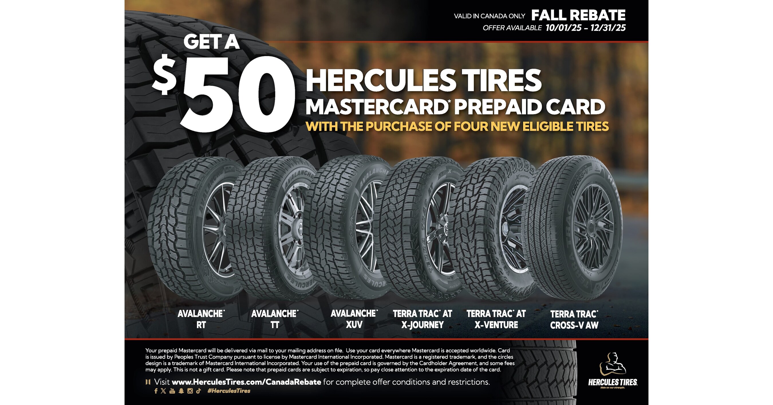 HERCULES TIRES LAUNCHES CANADIAN FALL REBATE ON SELECT TIRES