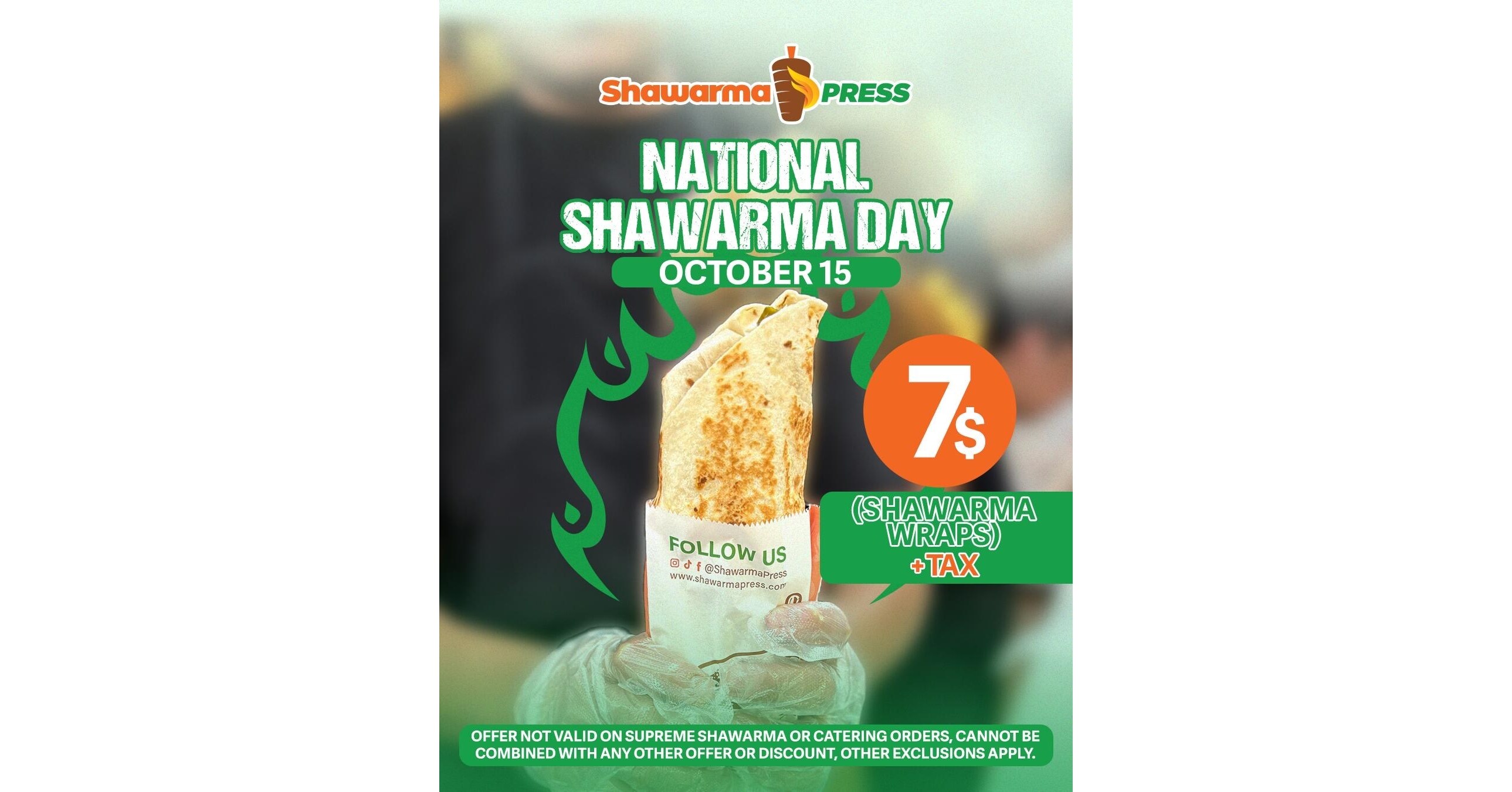 Shawarma Press® Celebrates National Shawarma Day With $7 Shawarmas At ...