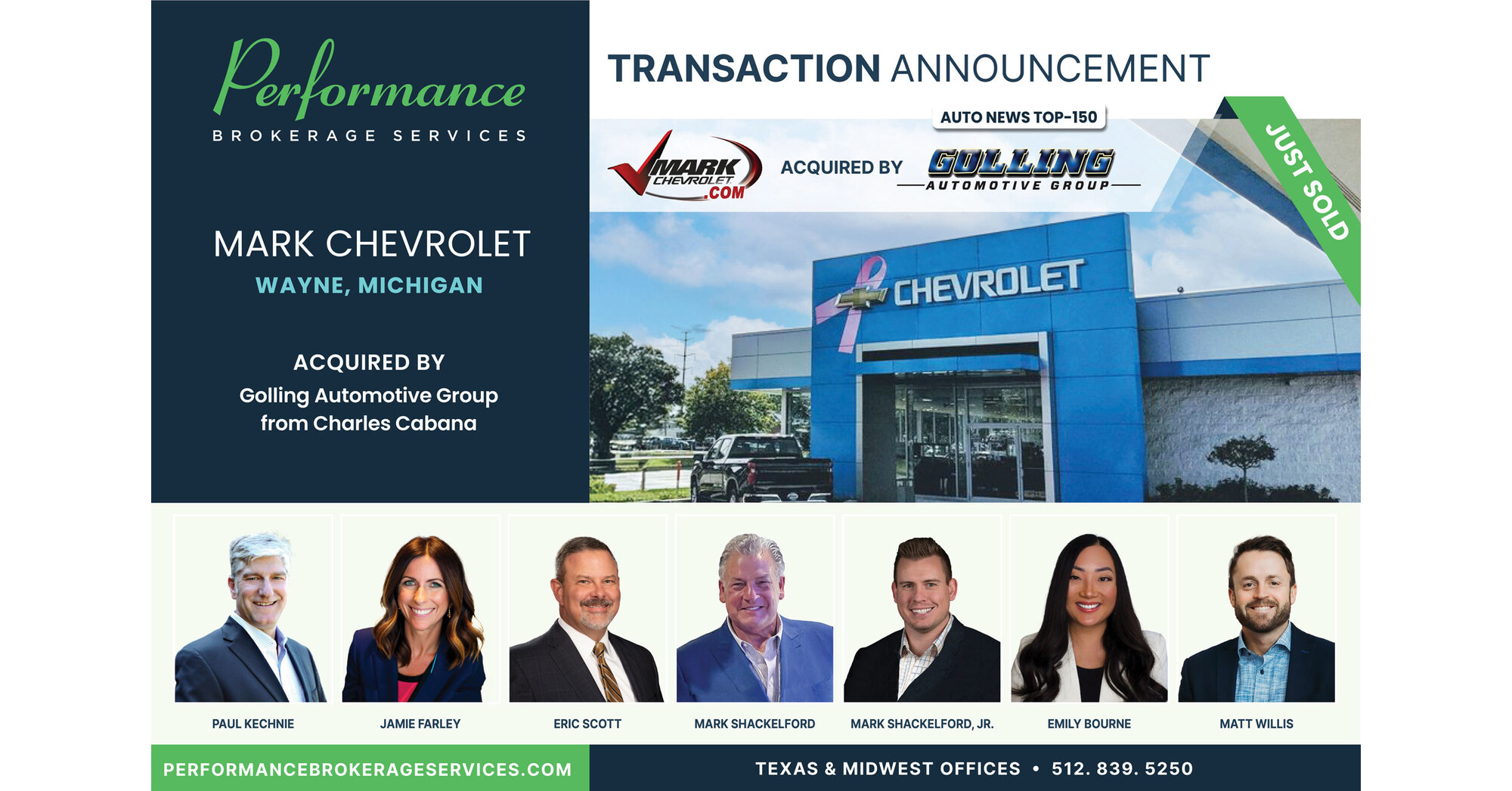 Performance Brokerage Services Advises on Sale of Mark Chevrolet in ...
