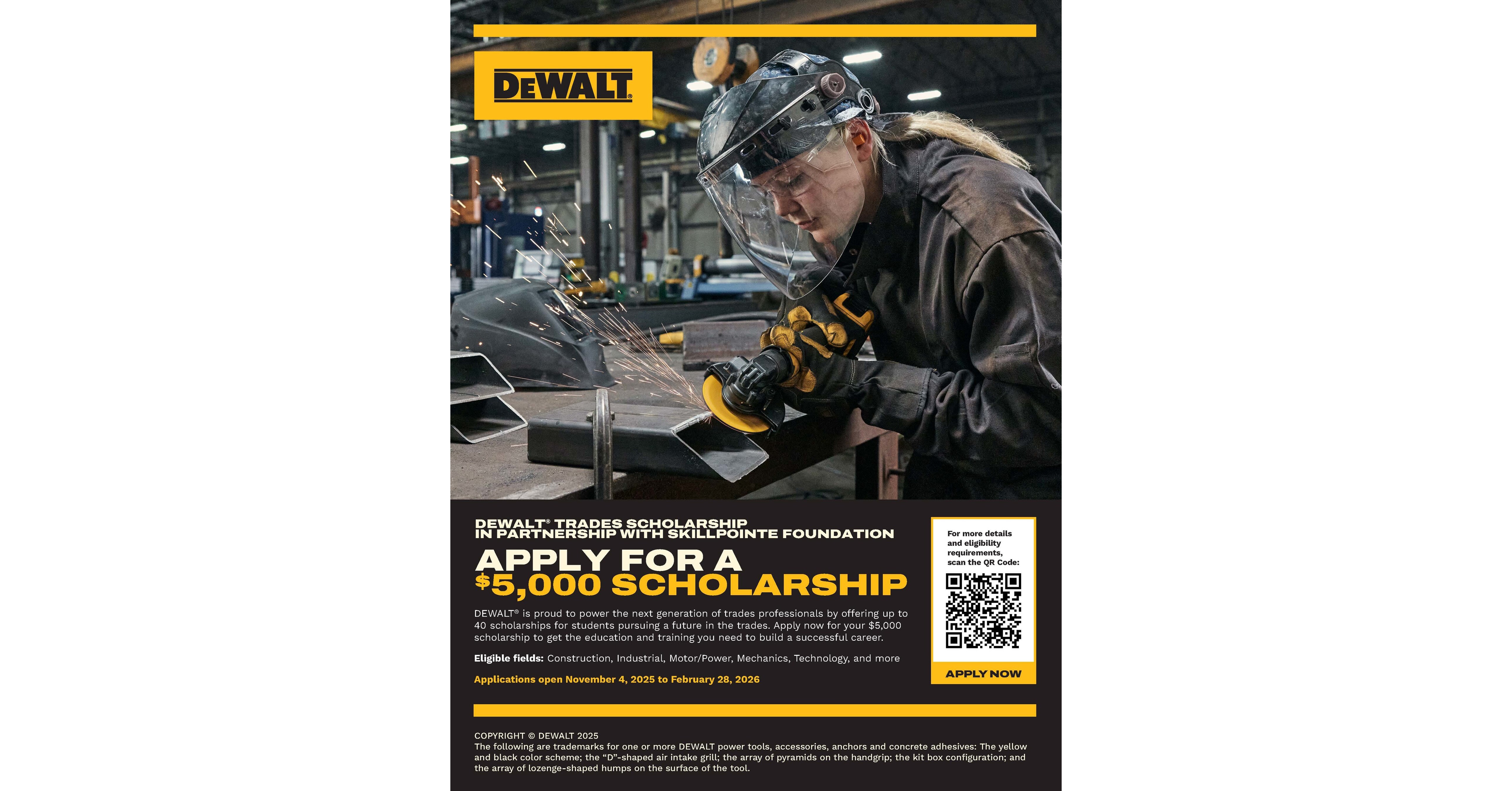 Calling All Future Pros: DEWALT® Trades Scholarship Now Accepting ...