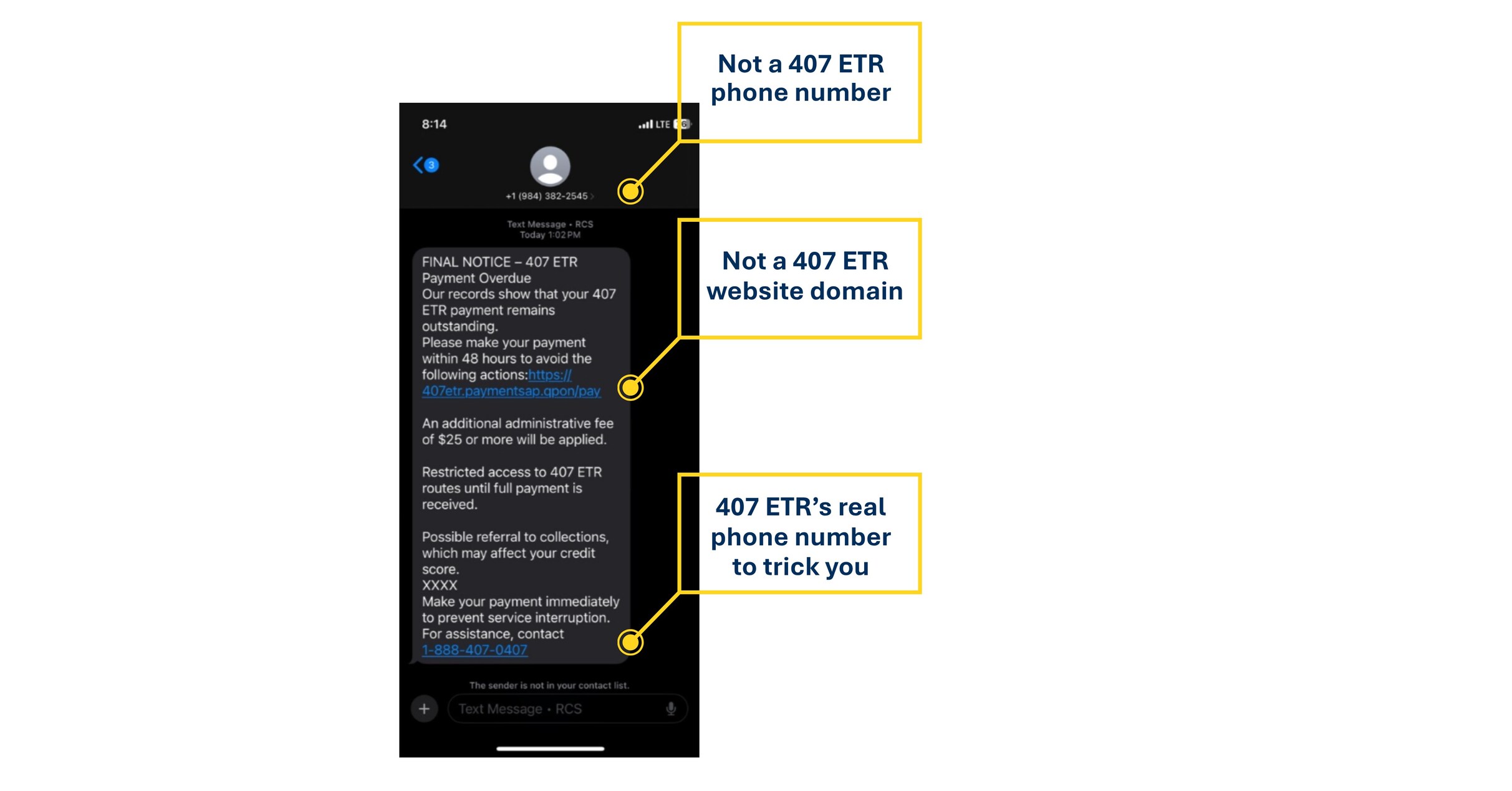 407 ETR urges customers to beware of messages impersonating the Company ...