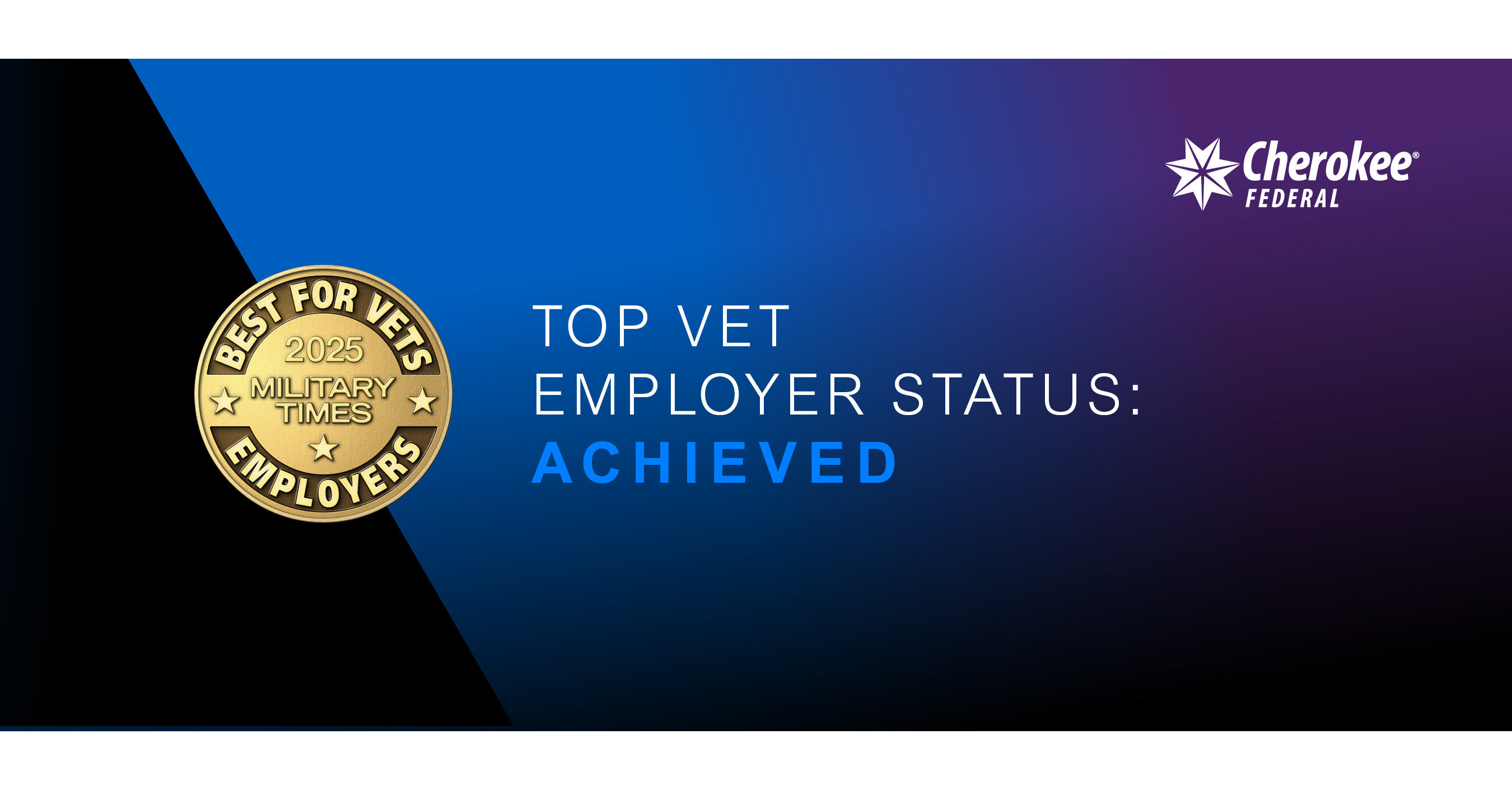 Cherokee Federal Named Military Times "Best for Vets" Employer