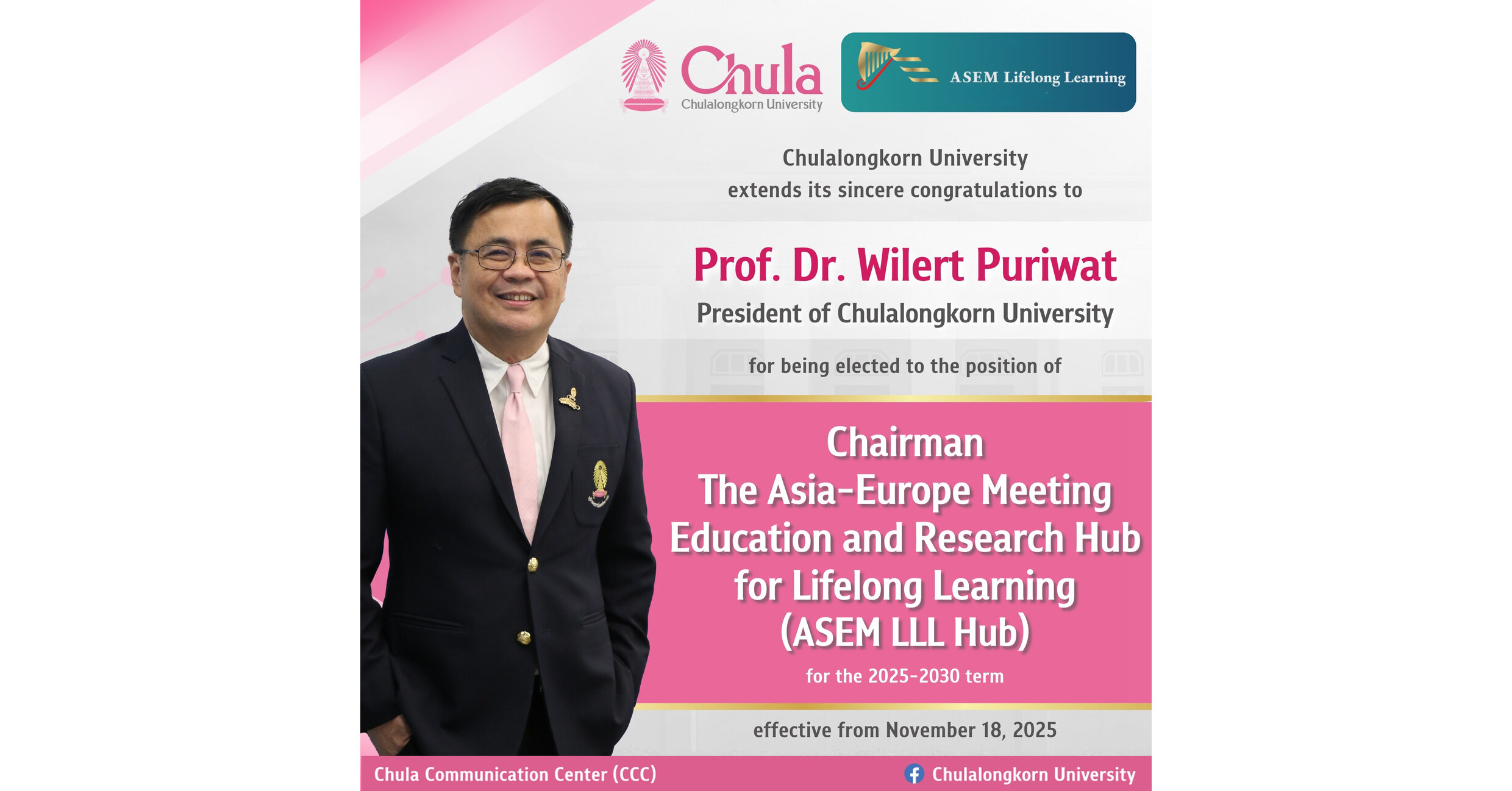 Chula's President Elected Chair of ASEM LLL Hub, Strengthening Asia ...