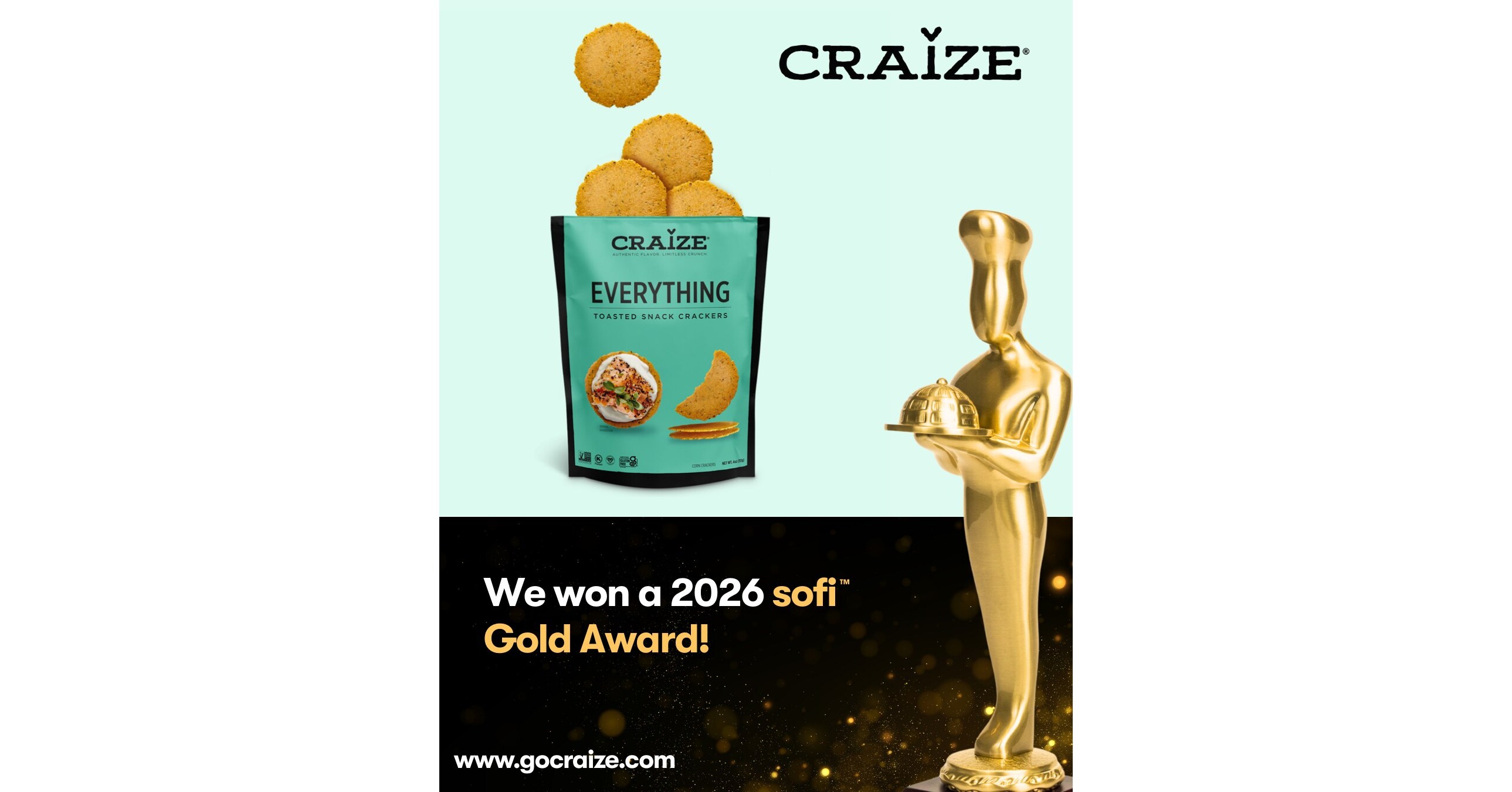 Craize® Wins 2026 sofi™ GOLD AWARD for Toasted Corn Snacks Everything ...