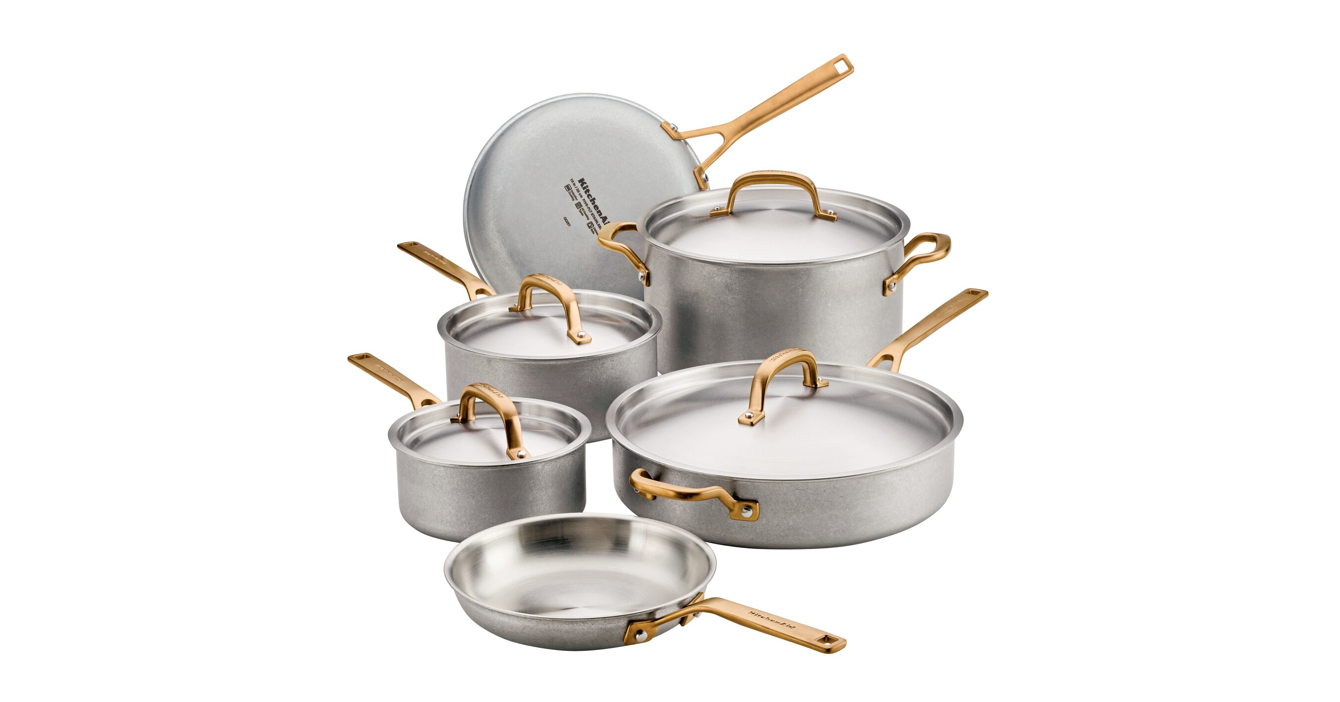 NEW KITCHENAID® STONEWASH STAINLESS STEEL 5-PLY CLAD COOKWARE