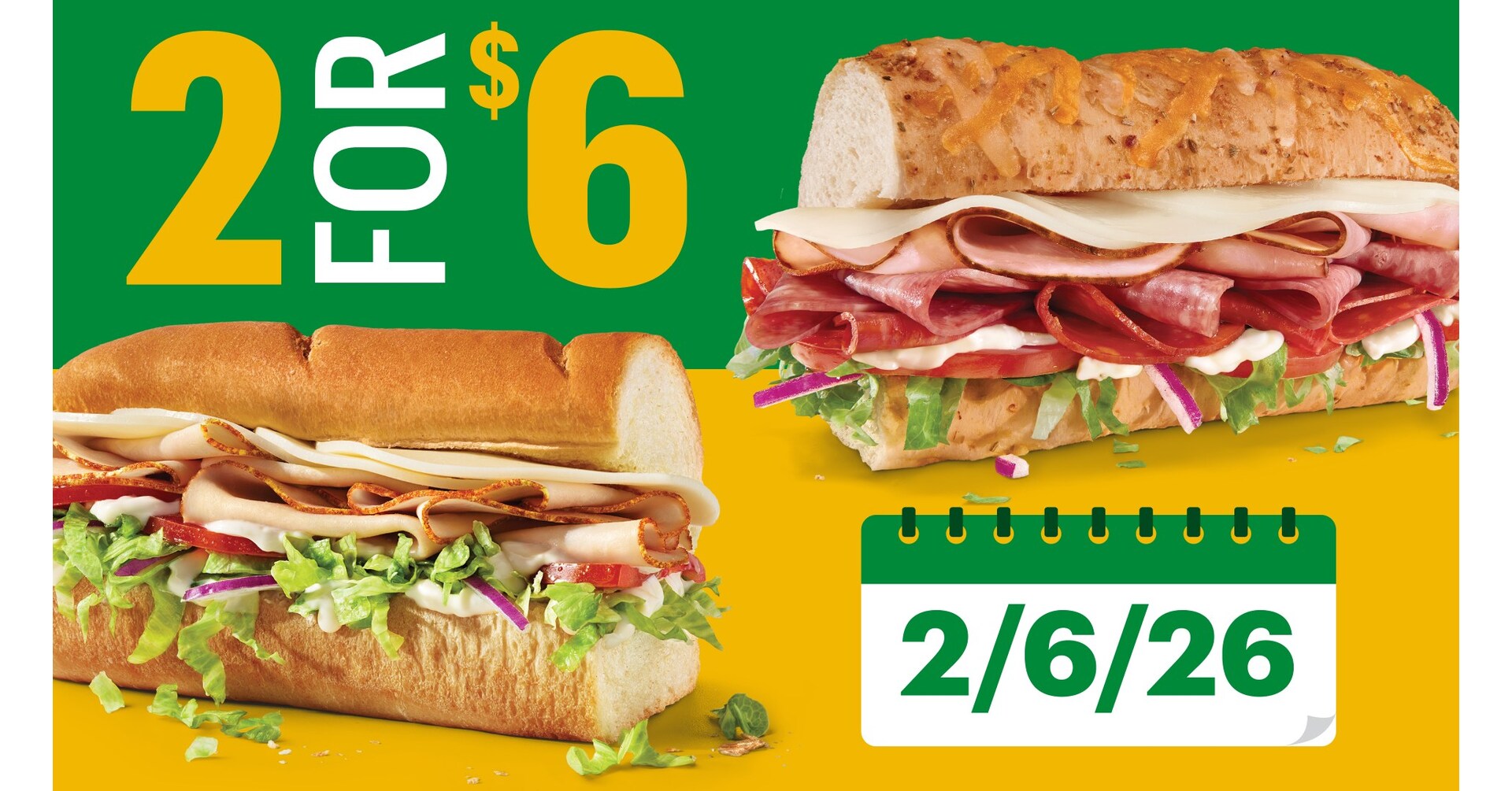 On 2/6/26, Get 2 6-Inch Subs for $6 as Subway® Celebrates the Only Date ...