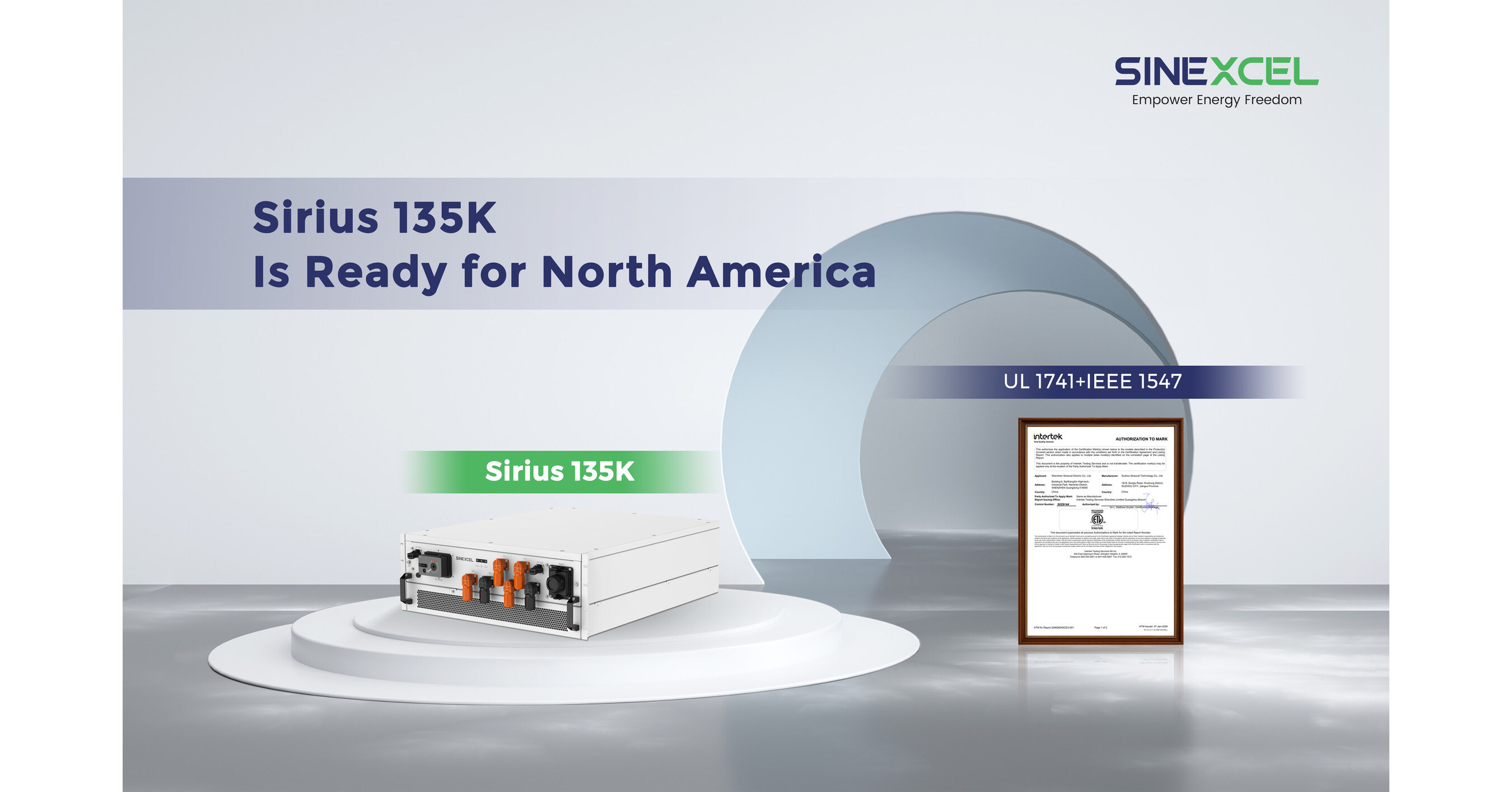 SINEXCEL Sirius 135K PCS earns UL 1741 & IEEE 1547 Dual Certification ...