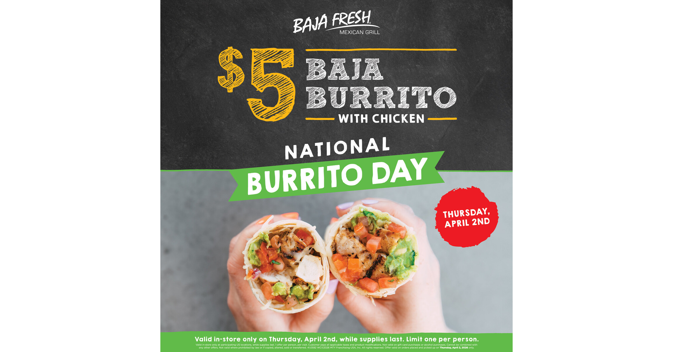 Baja Fresh Celebrates National Burrito Day with $5 Baja Burrito Offer