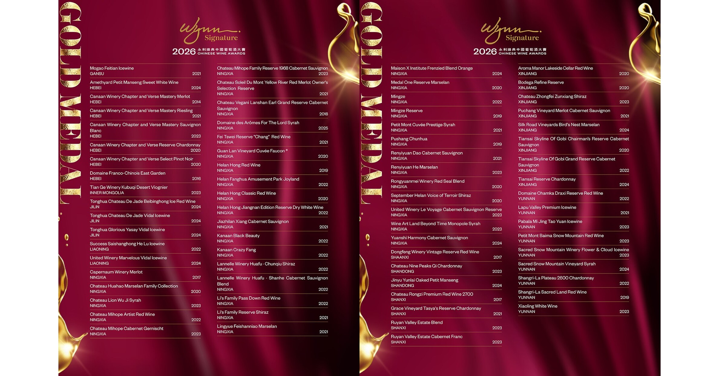 The 2026 Wynn Signature Chinese Wine Awards Announces Gold, Silver, and ...