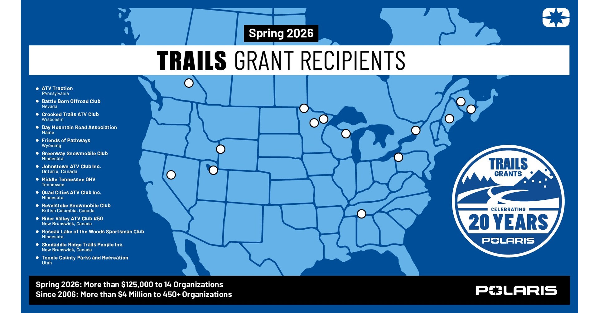 Polaris Announces Spring 2026 TRAILS GRANTS as Program Marks 20 Years