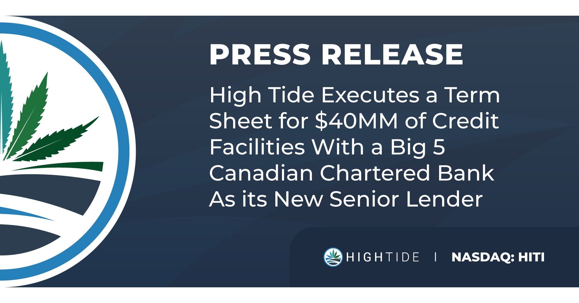 High Tide Executes a Term Sheet for $40MM of Credit Facilities with a ...