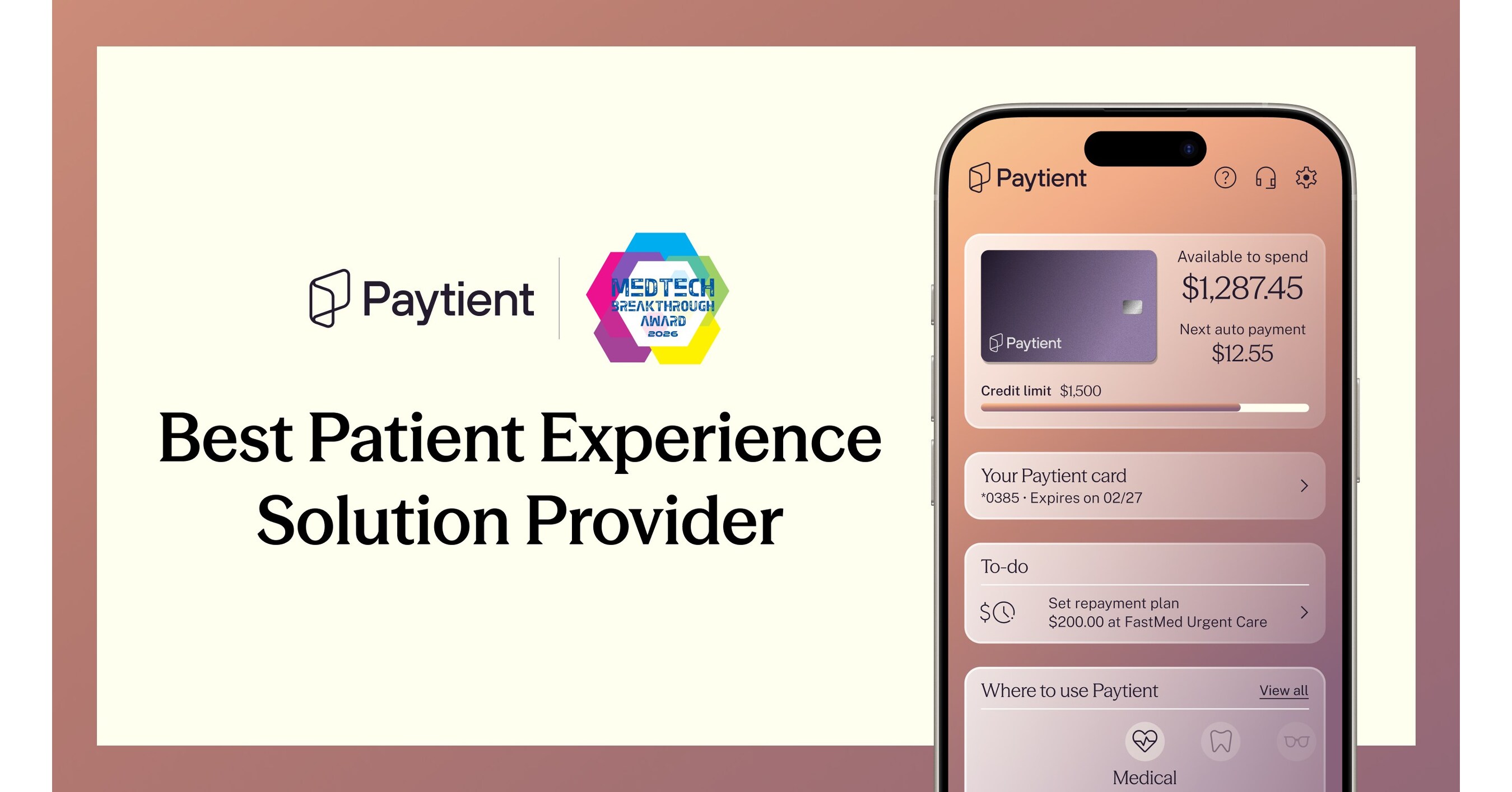 Paytient Recognized for Patient Experience Innovation in 2026 MedTech ...