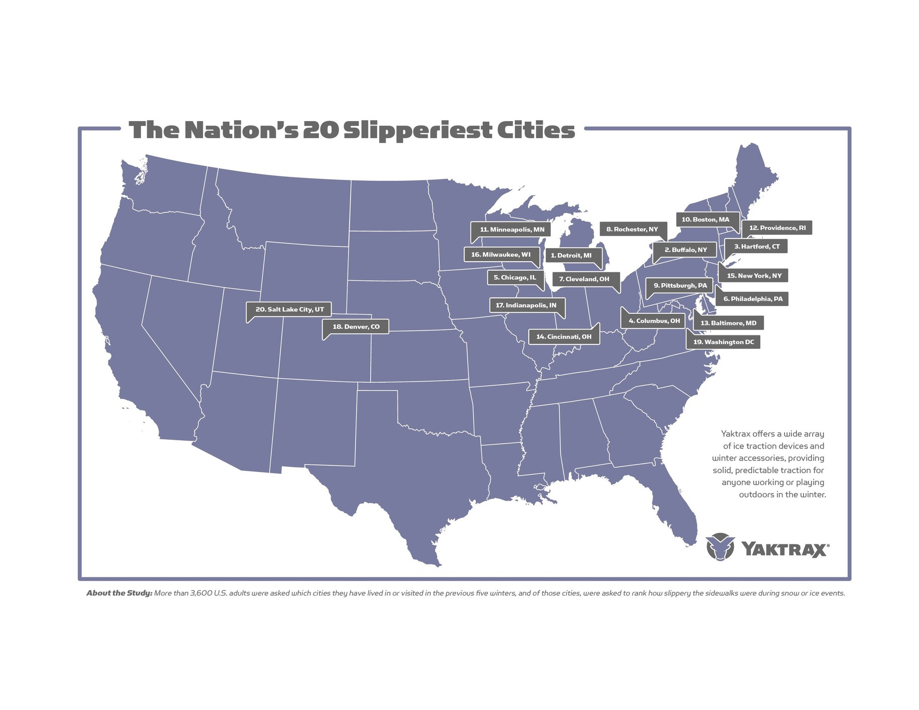 Oh Slip! Yaktrax Study Details Nation's Slipperiest Cities; Detroit ...