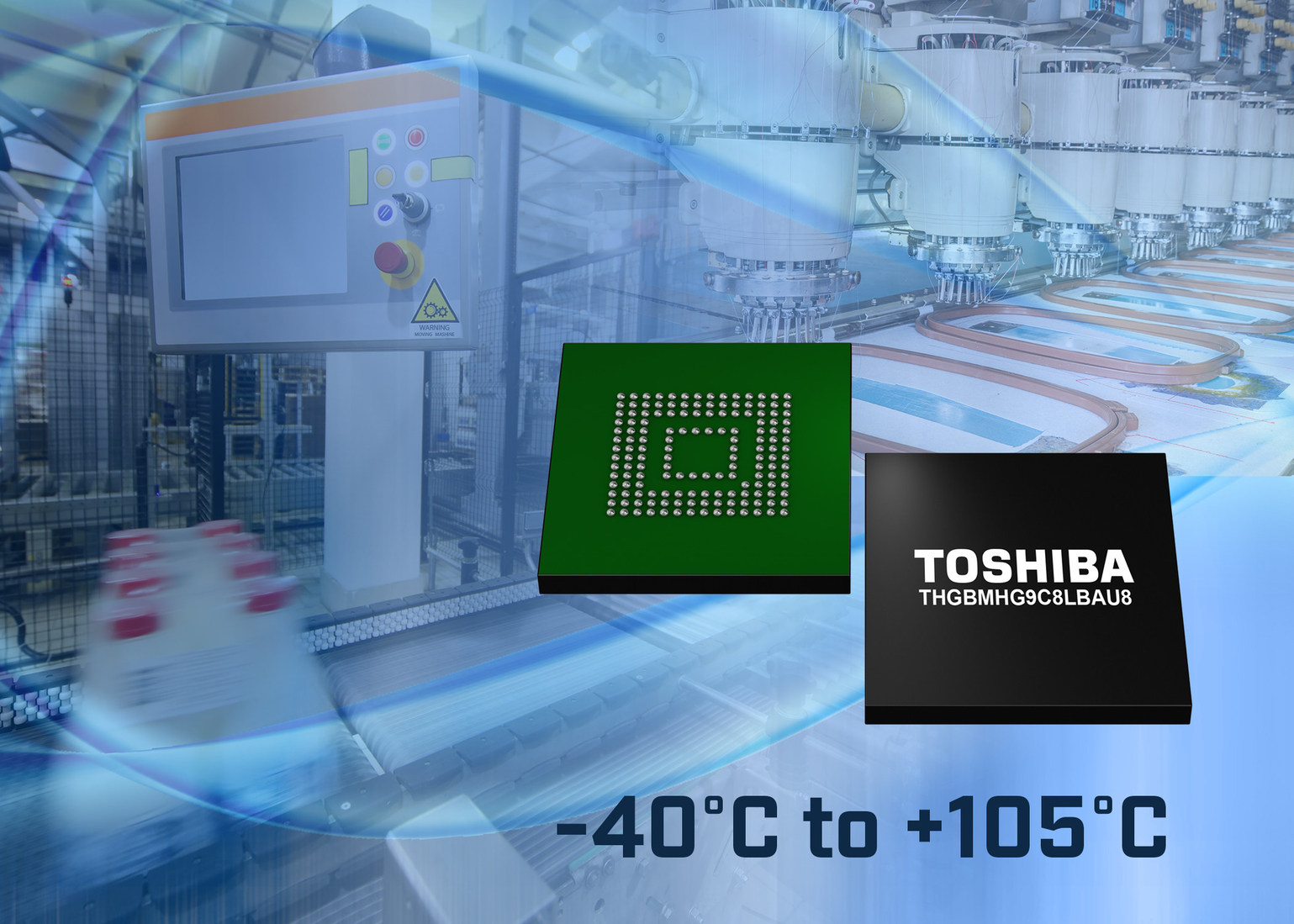 Toshiba Expands Lineup of Industrial-Grade e-MMC Embedded NAND Flash Memory Products