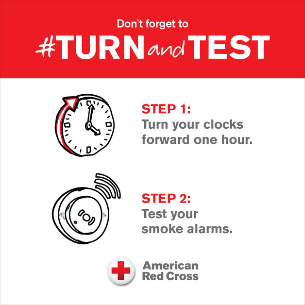 Red Cross Reminder: Turn and Test Smoke Alarms for Daylight Saving Time