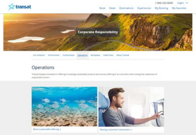 Transat unveils its new corporate responsibility site