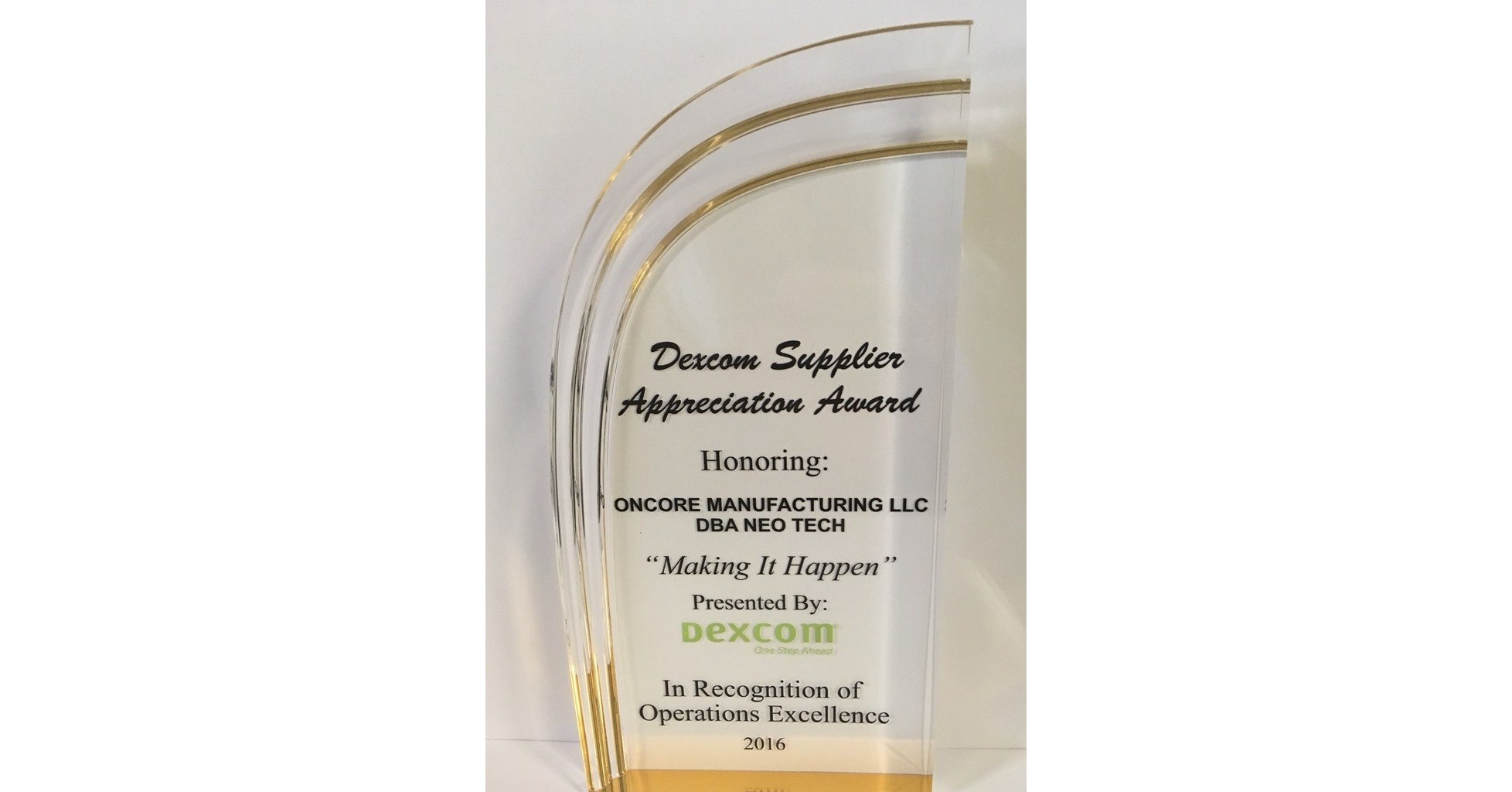 Dexcom Names NEO Tech as a Top Electronic Supplier for 2016