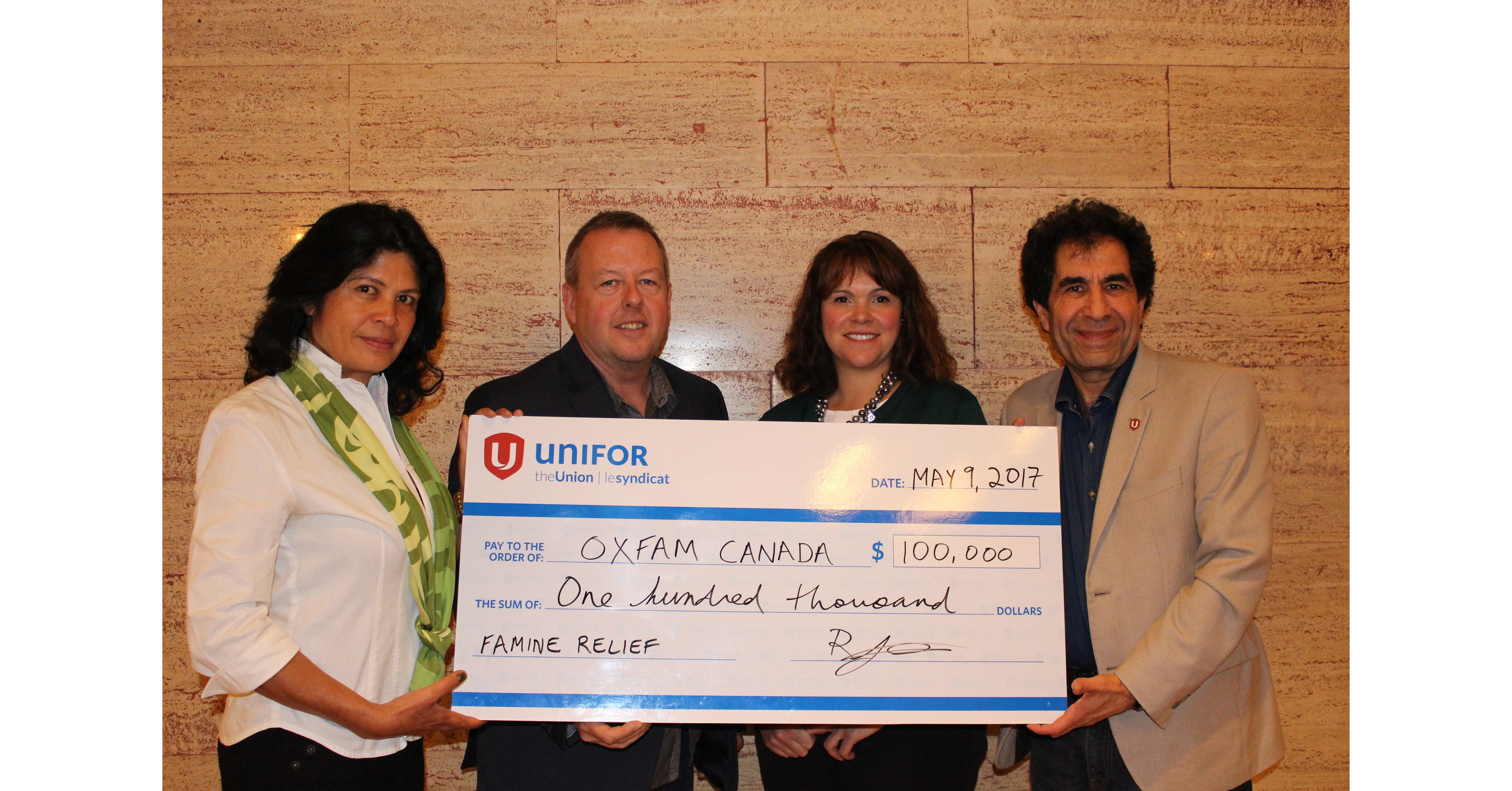 Unifor donates to Oxfam Canada South Sudan famine relief
