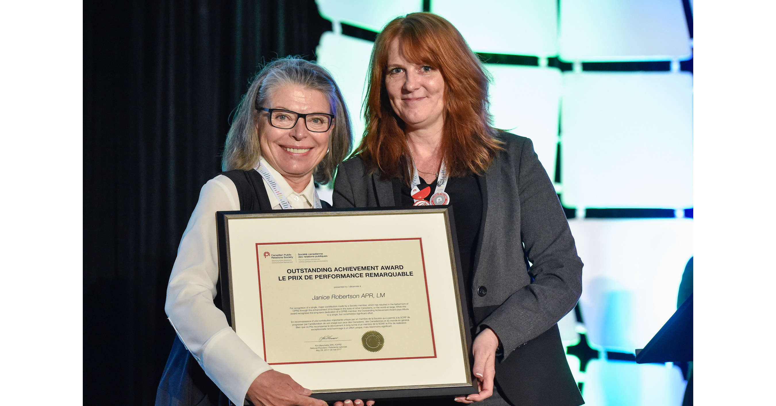 Janice Robertson, APR LM receives 2017 CPRS Outstanding Achievement Award