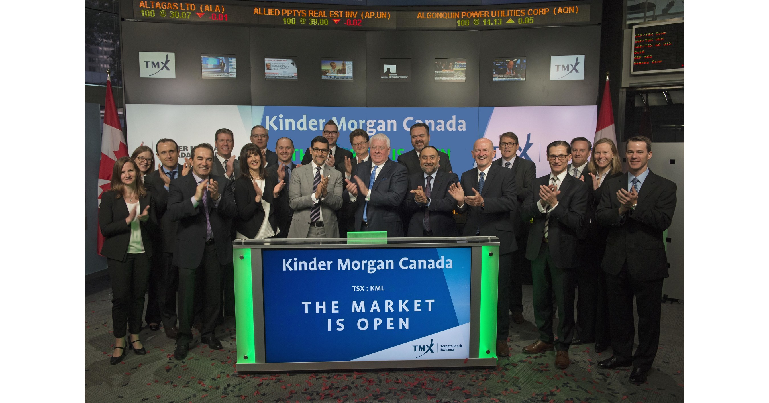 Toronto Stock Exchange Welcomes Kinder Morgan Canada