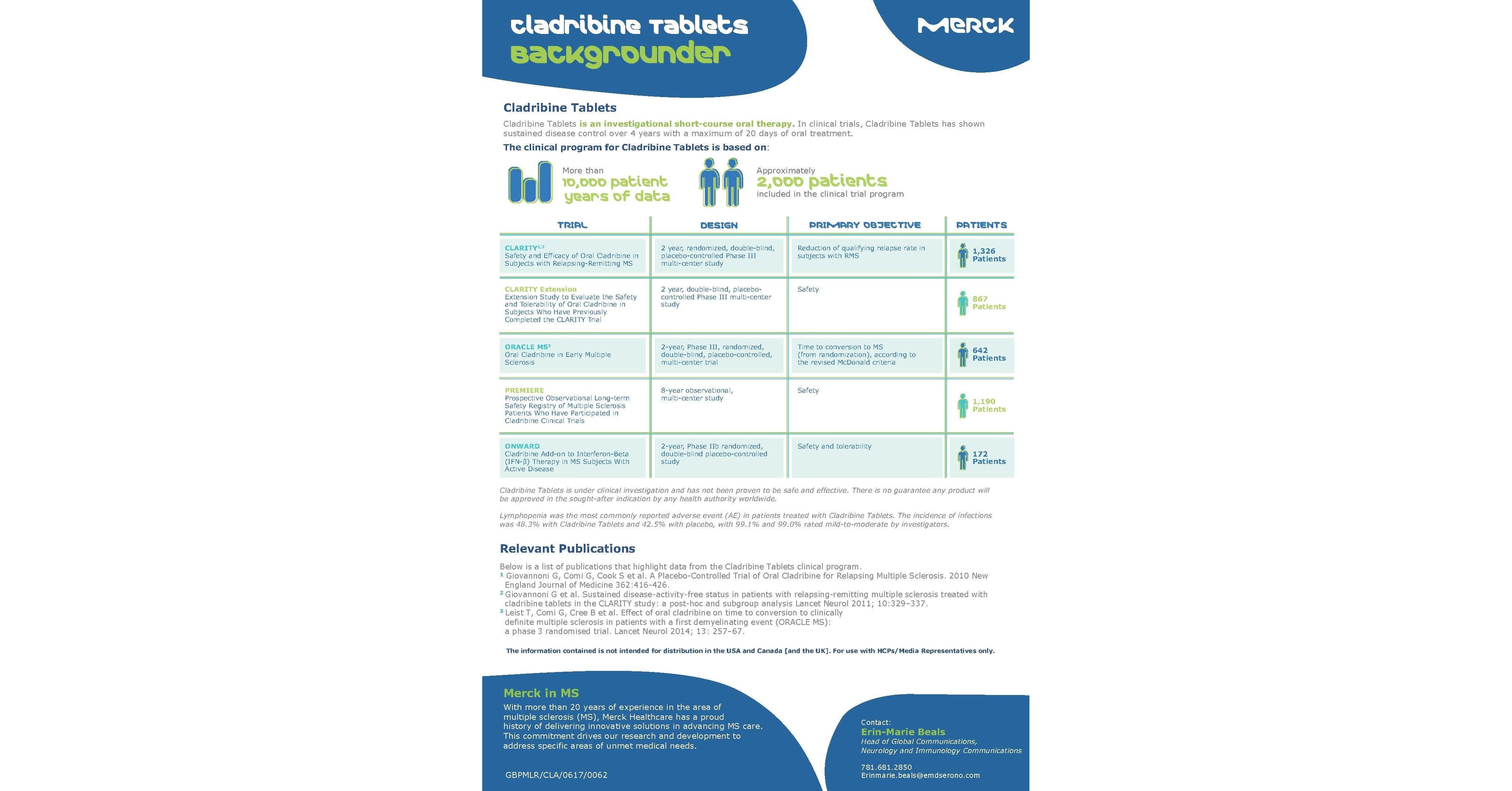 Cladribine Tablets Receives Positive CHMP Opinion for Treatment of ...
