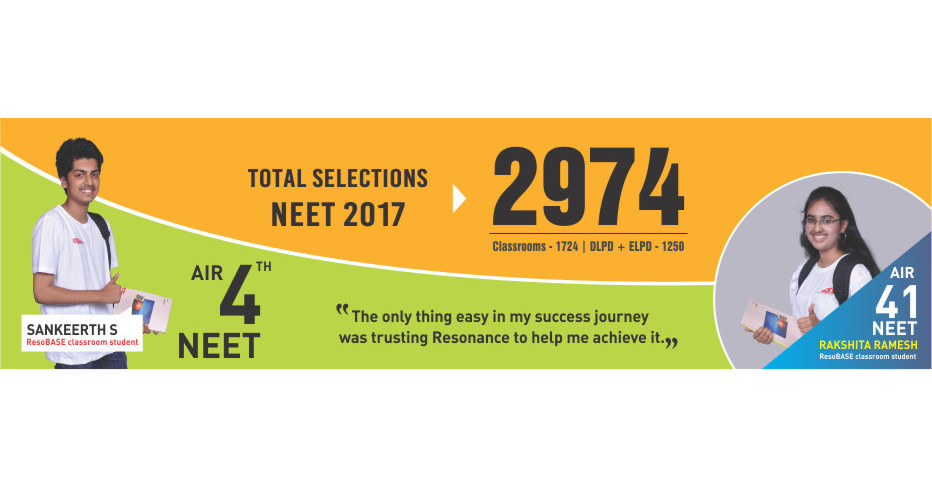 Splendid Performance by Students of Resonance in NEET 2017