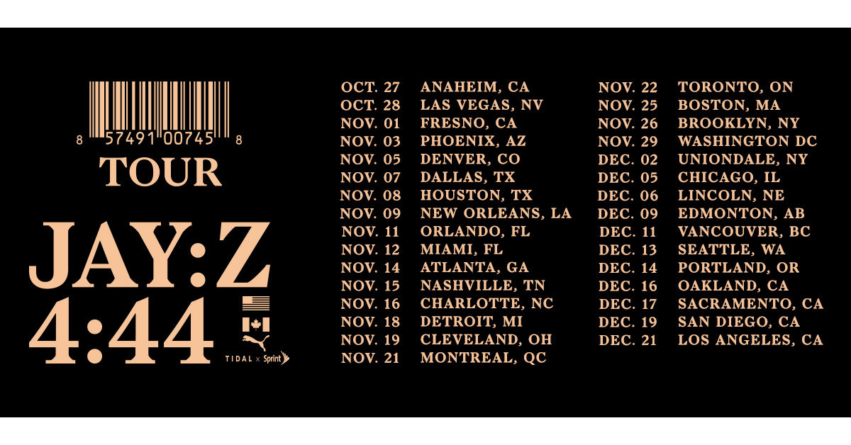 JAY-Z Announces 4:44 Tour