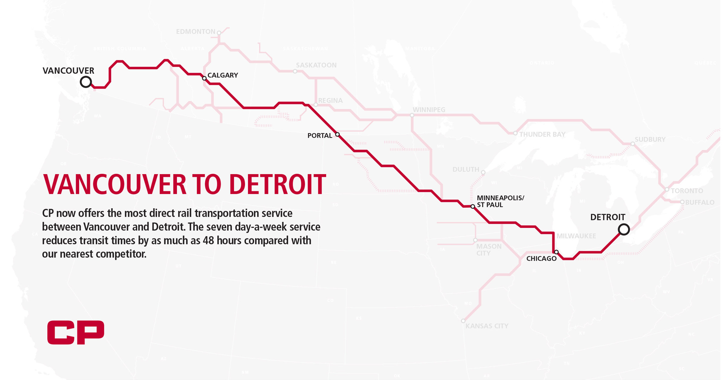 CP launches direct rail transportation service from Vancouver to Detroit