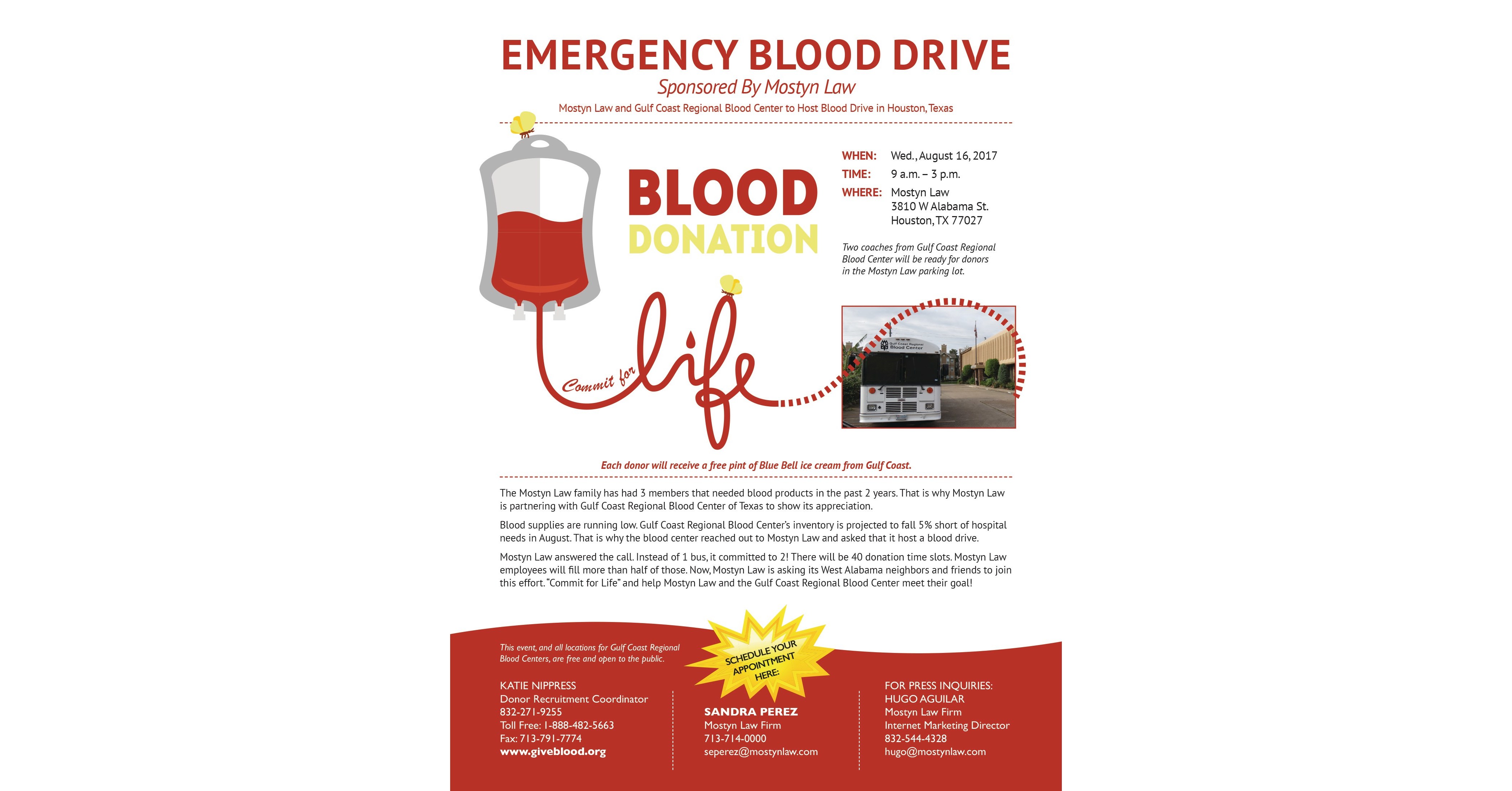 Emergency Blood Drive- Sponsored by Mostyn Law