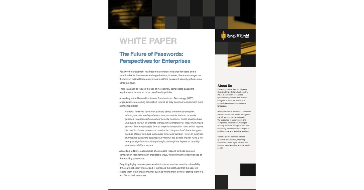 Sword & Shield Enterprise Security Releases White Paper on Future of ...