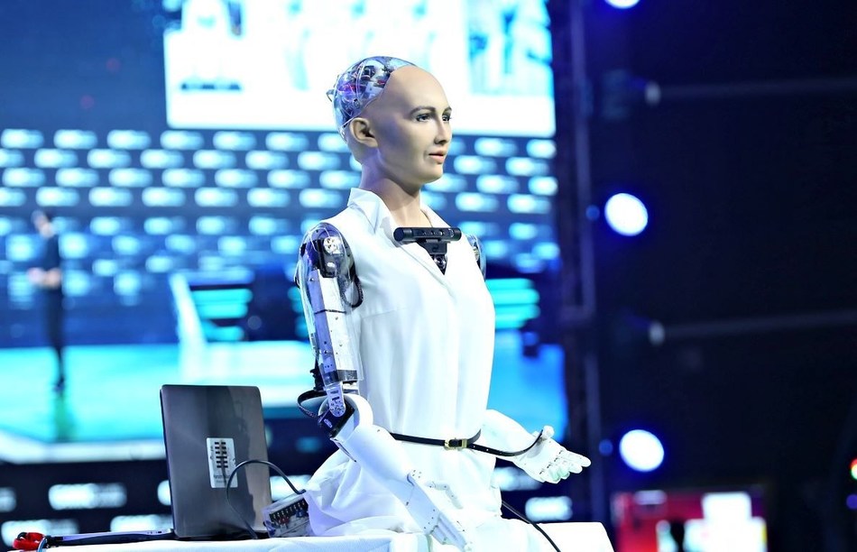 Humanoid Robot Sophia, Speaker in the Blockchain Forum at the IoT ...