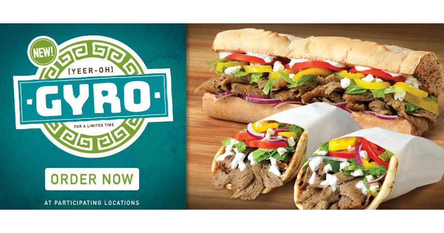 A Gift From The Gods! Quiznos Offers Free Gyro Flatbread October 25 To ...