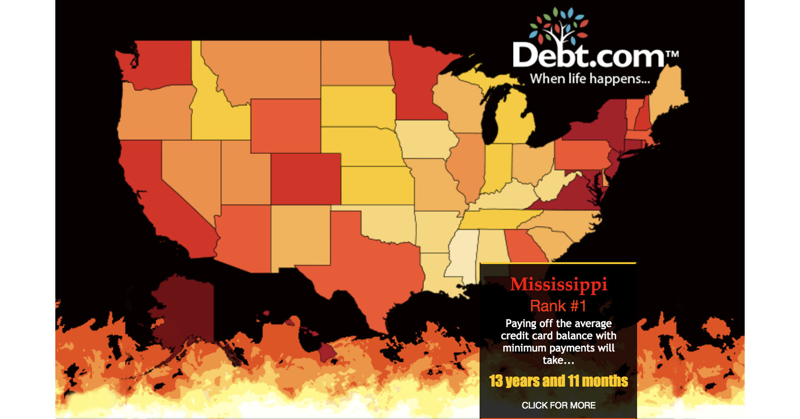 Debt.com Maps U.S. Credit Card Debt and Income Showing Where it is the ...