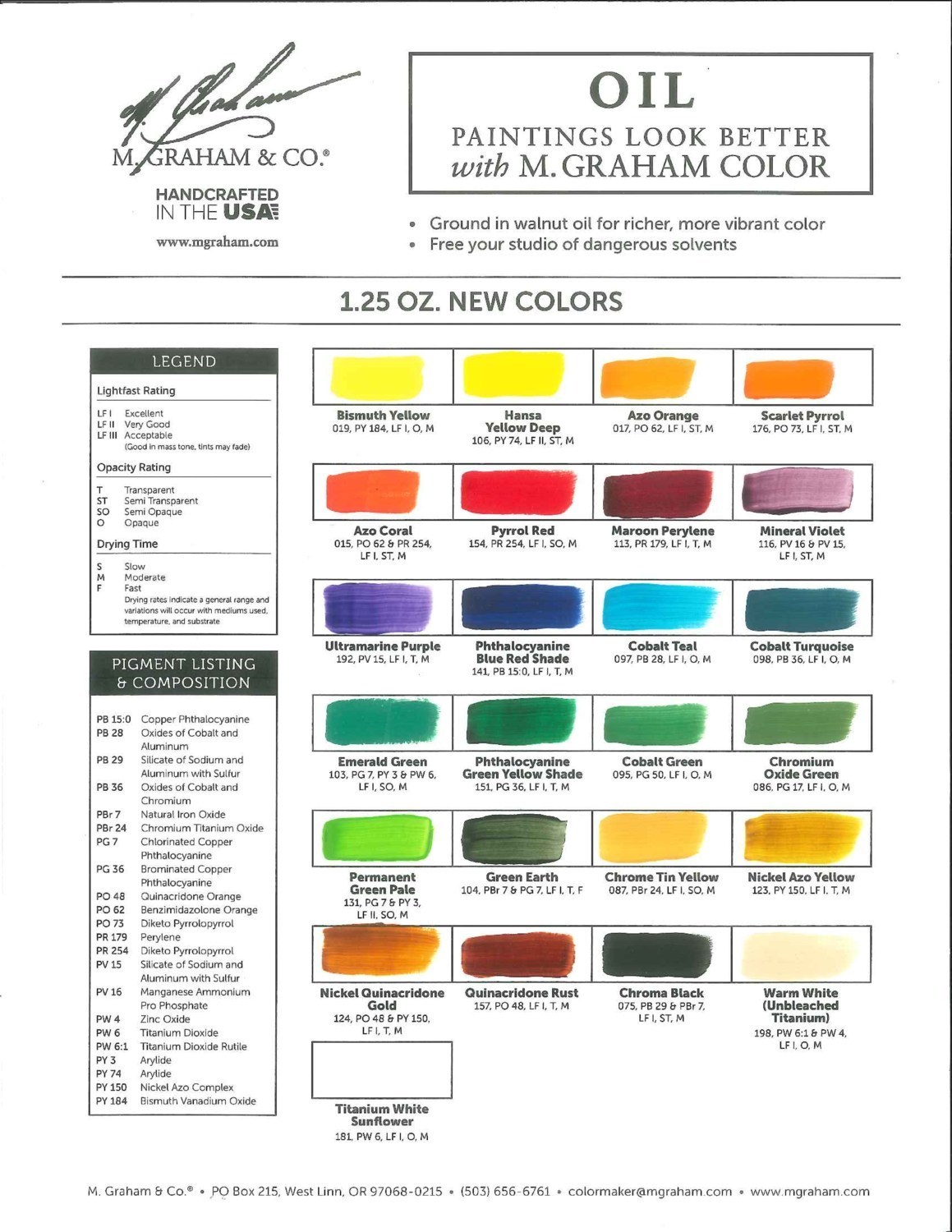 M. Graham Debuts 25 New Artists Oil Colors