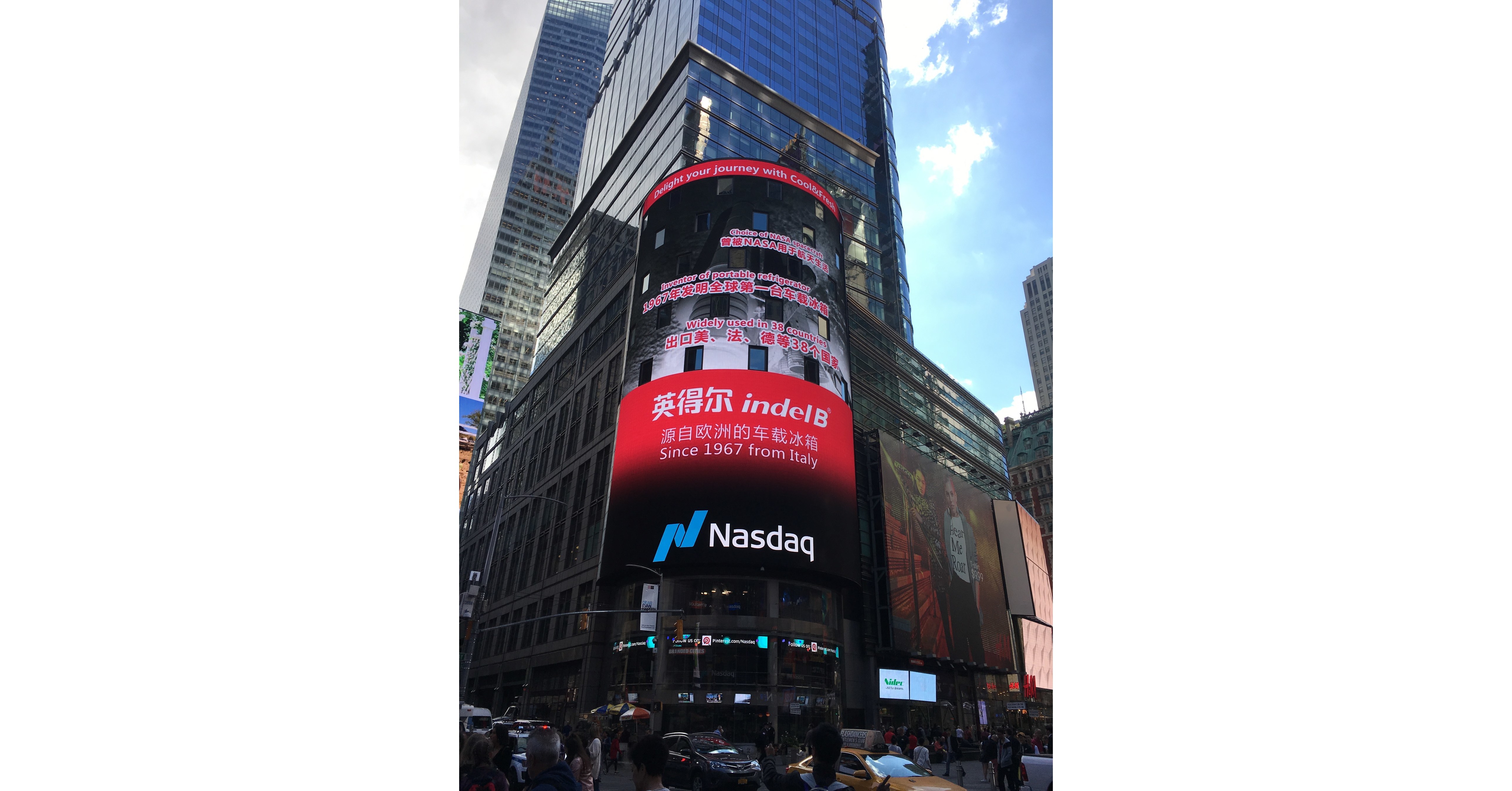 INDEL B Car-Carried Refrigerator Occupies the Nasdaq Ad Page and ...