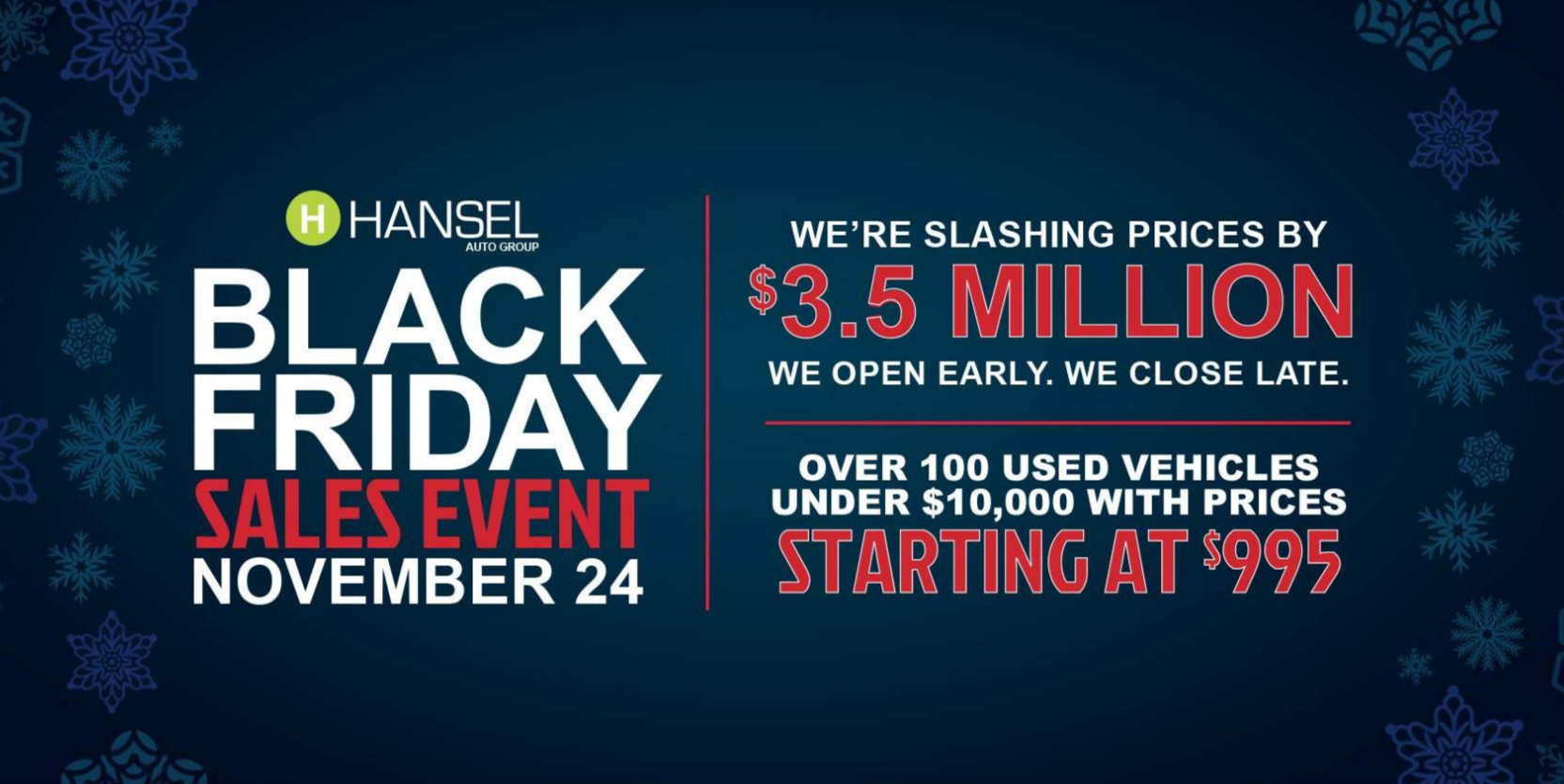 Hansel Auto Group Slashes Prices By $3.5 Million For Black Friday