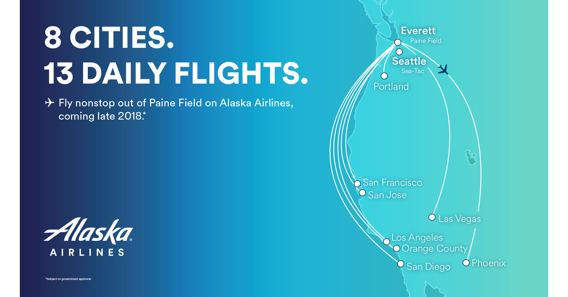 Alaska Airlines selects destinations for new service from Paine Field